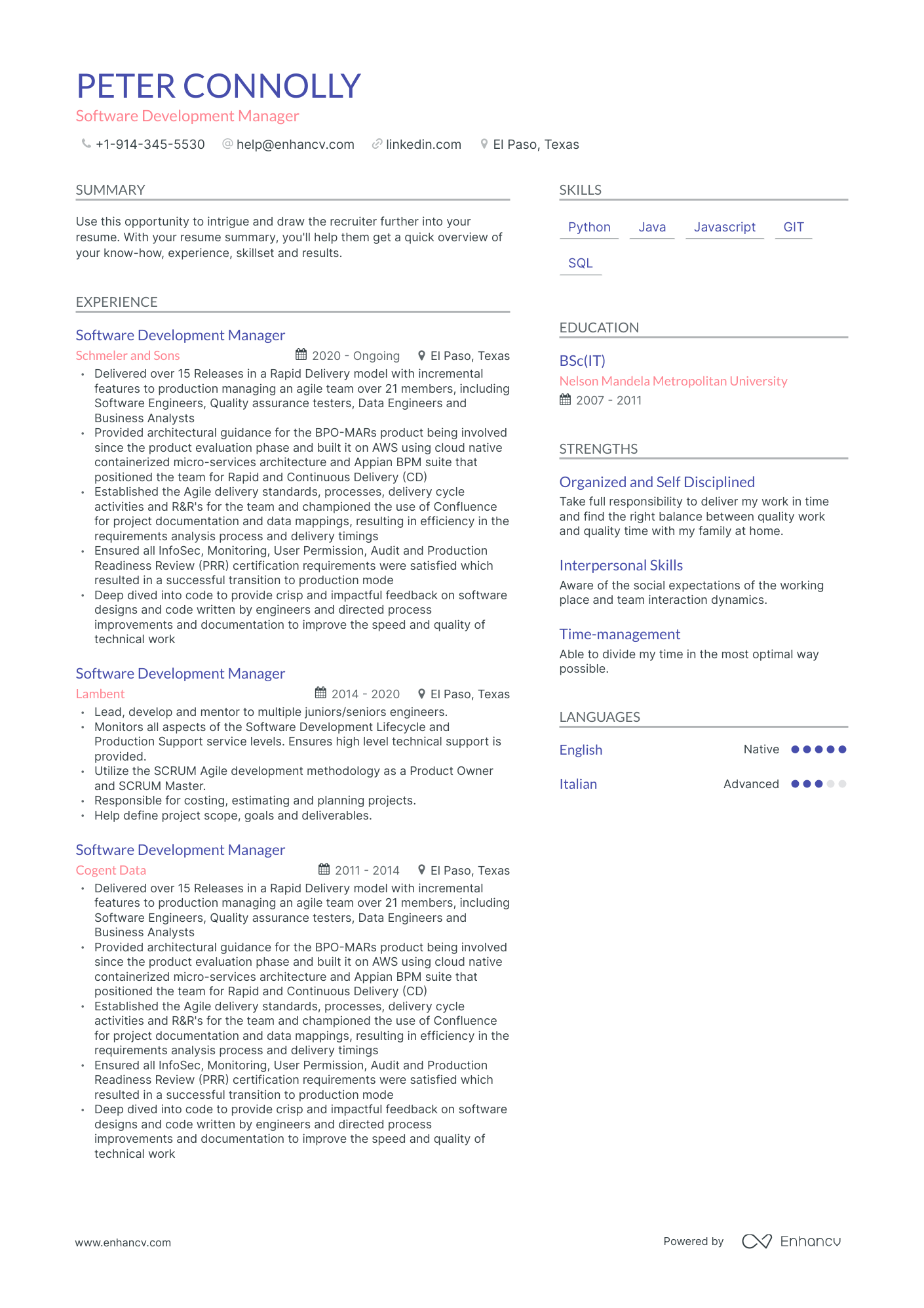 Software Development Manager Resume Examples & Guide for 2023 (Layout ...