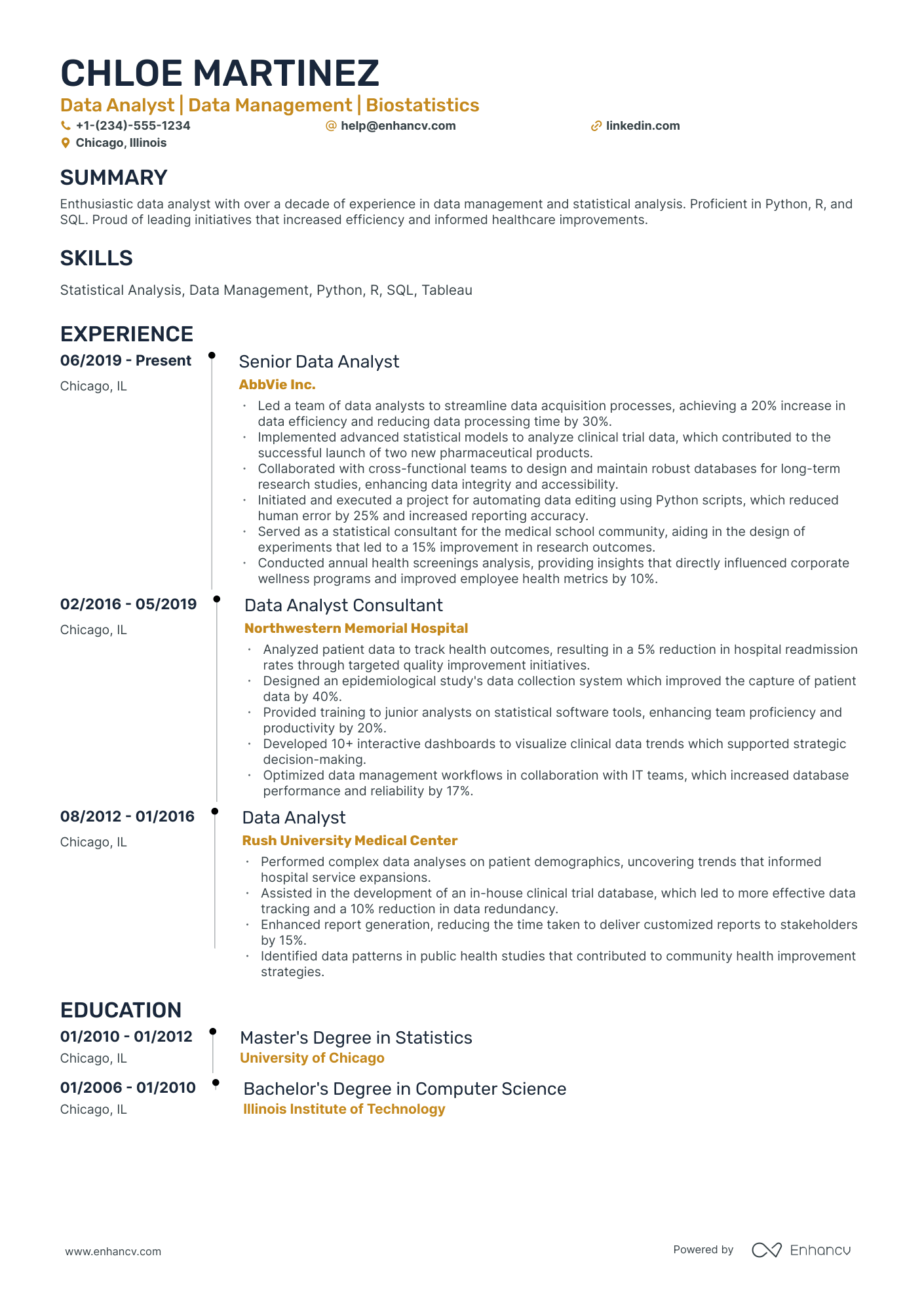 10 Statistical Data Analyst Resume Examples & Guide for 2025