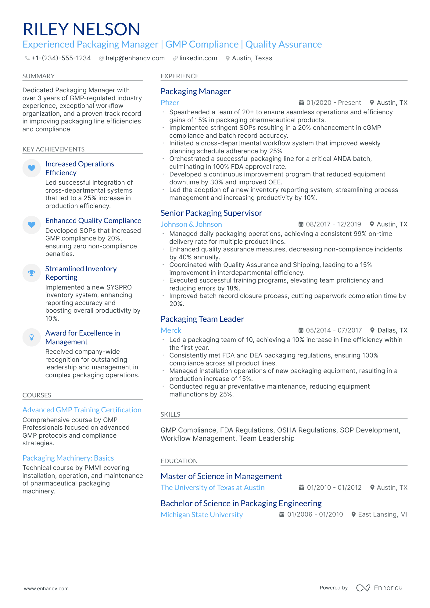 10 Packaging Manager Resume Examples & Guide for 2026