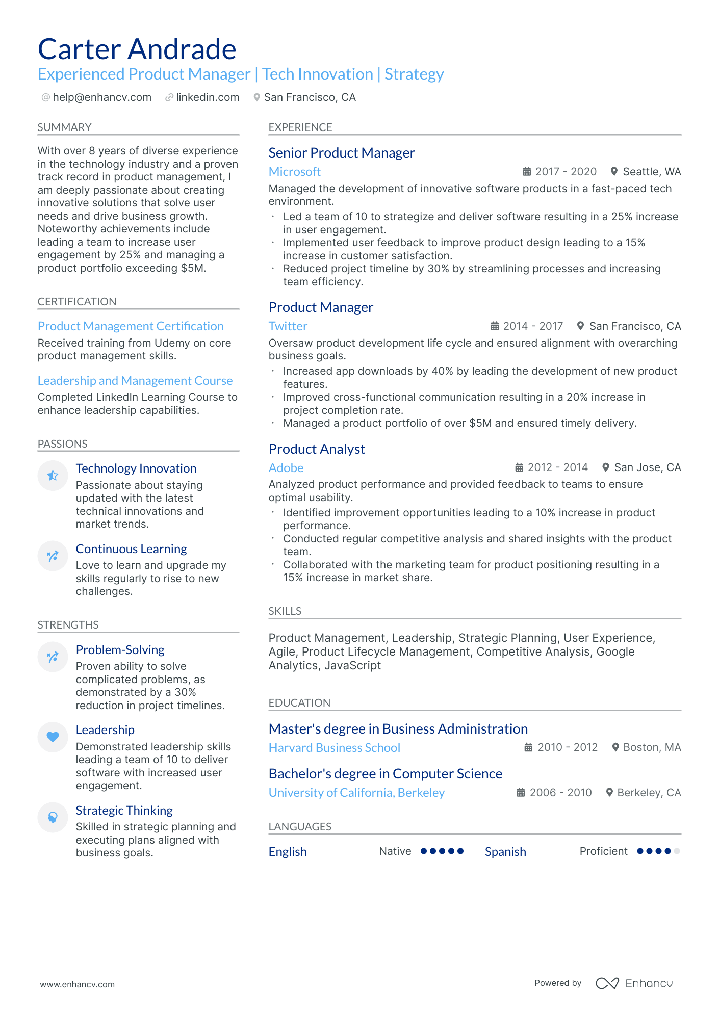 10 Google Product Manager Resume Examples & Guide for 2025