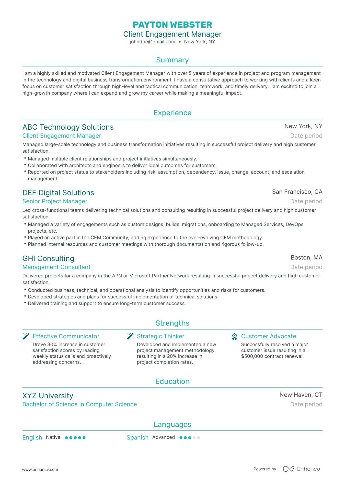 5 Client Engagement Manager Resume Examples & Guide for 2024