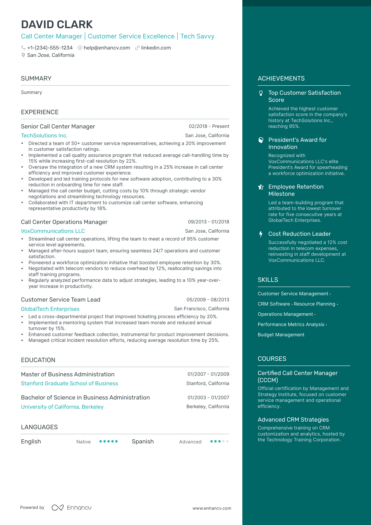 5 Call Center Manager Resume Examples & Guide for 2024
