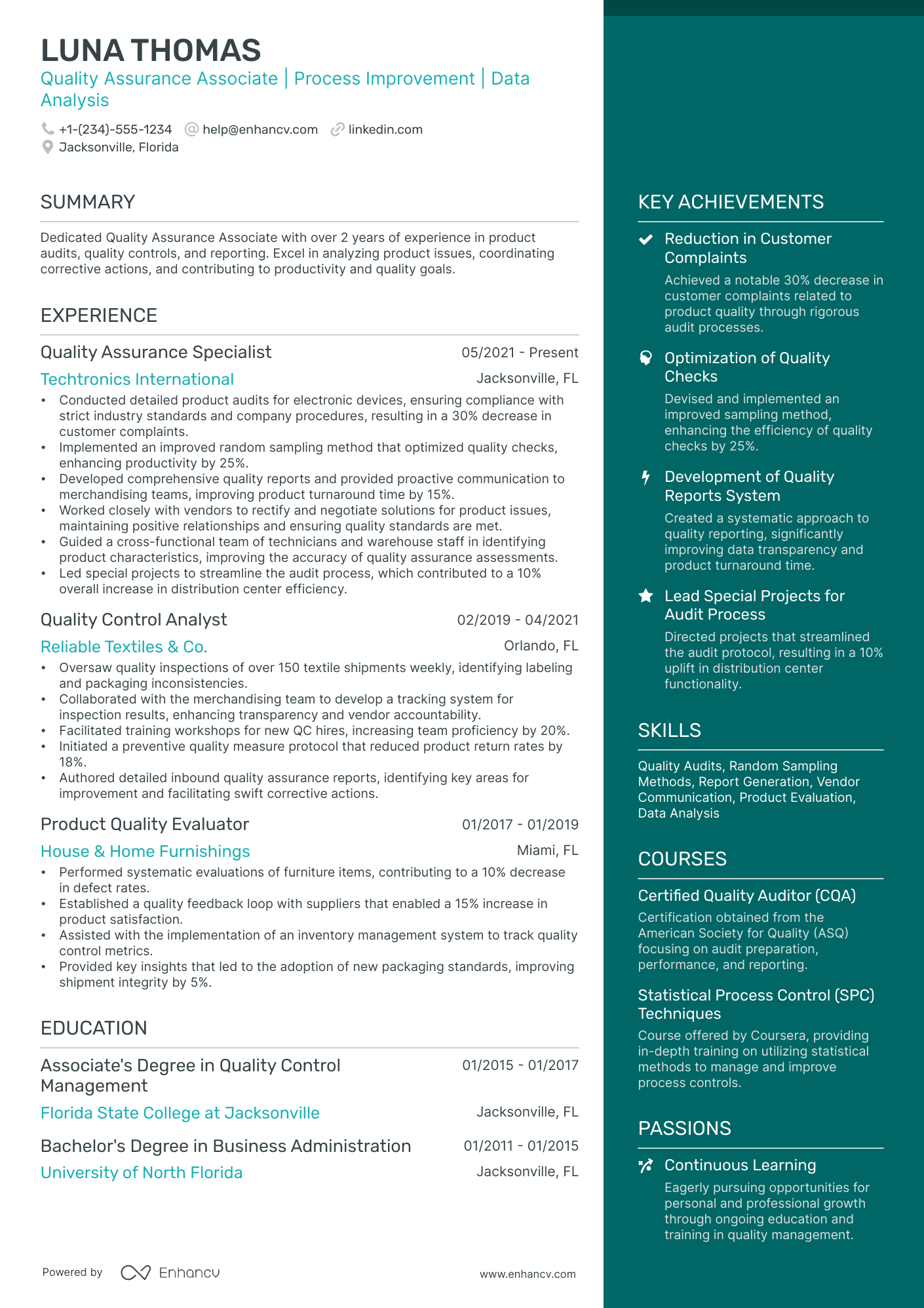 10 Quality Assurance Associate Resume Examples & Guide for 2026