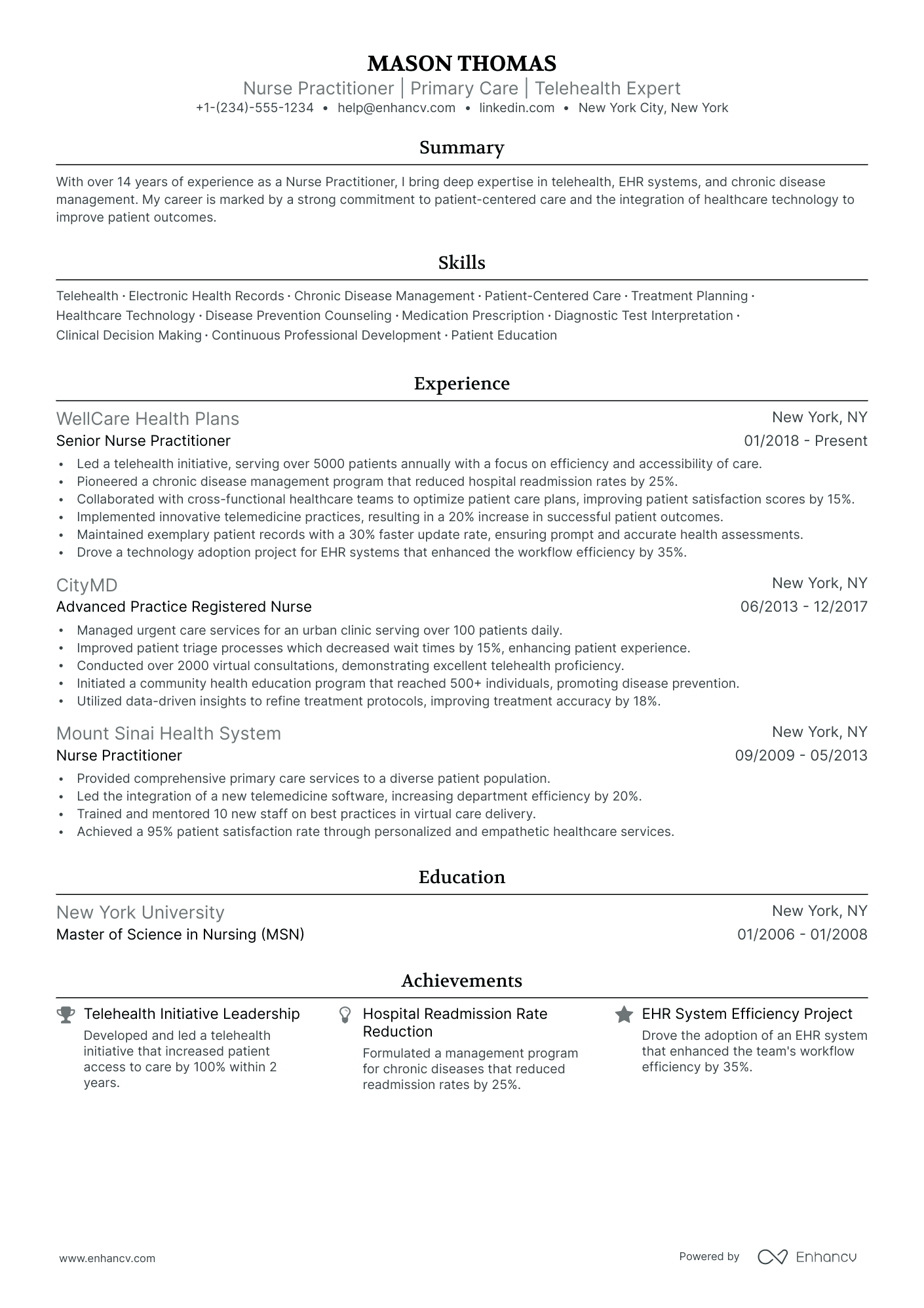 5 Nurse Practitioner Resume Examples & Guide for 2024