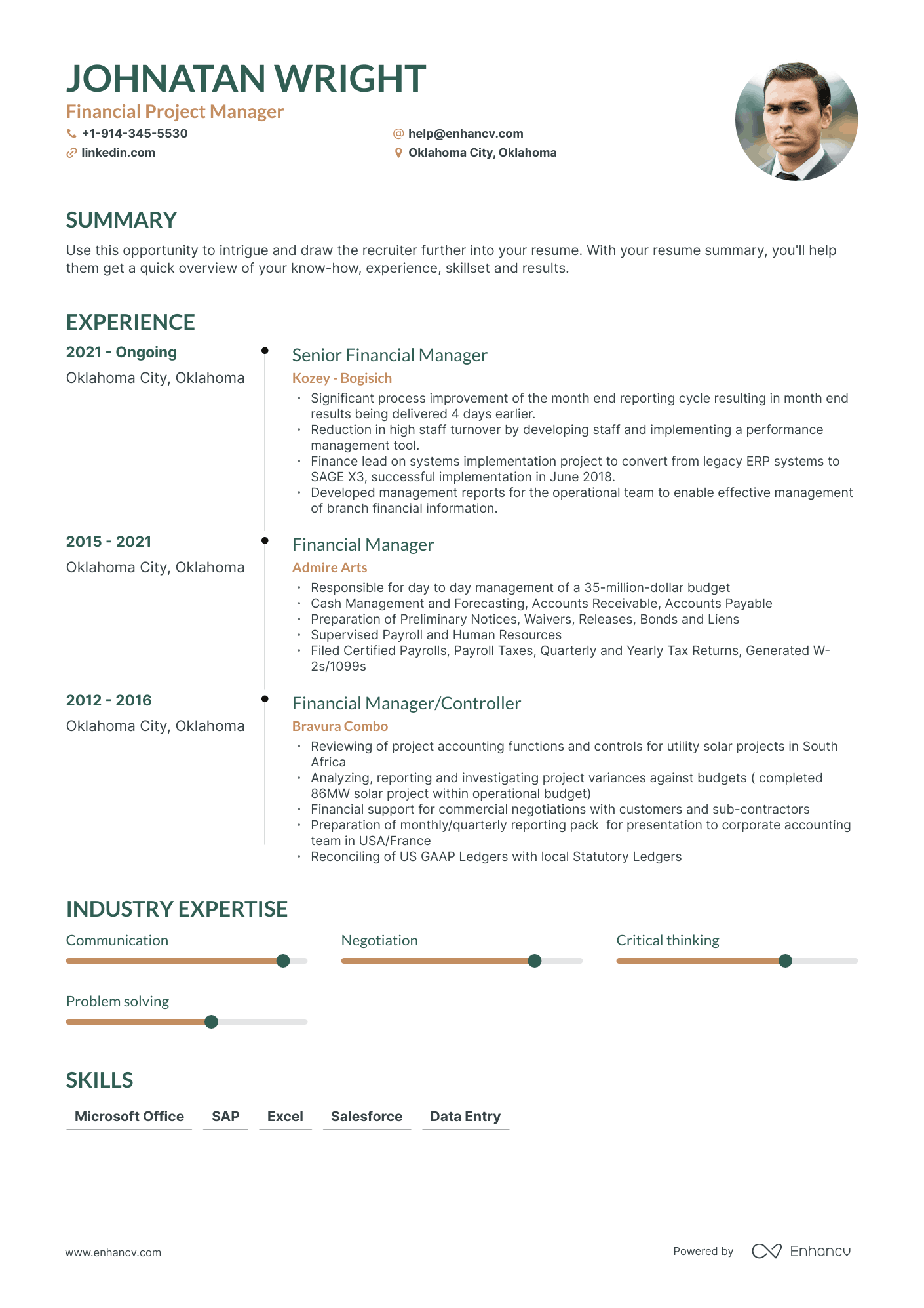 Financial Project Manager Resume Examples & Guide for 2023 (Layout ...