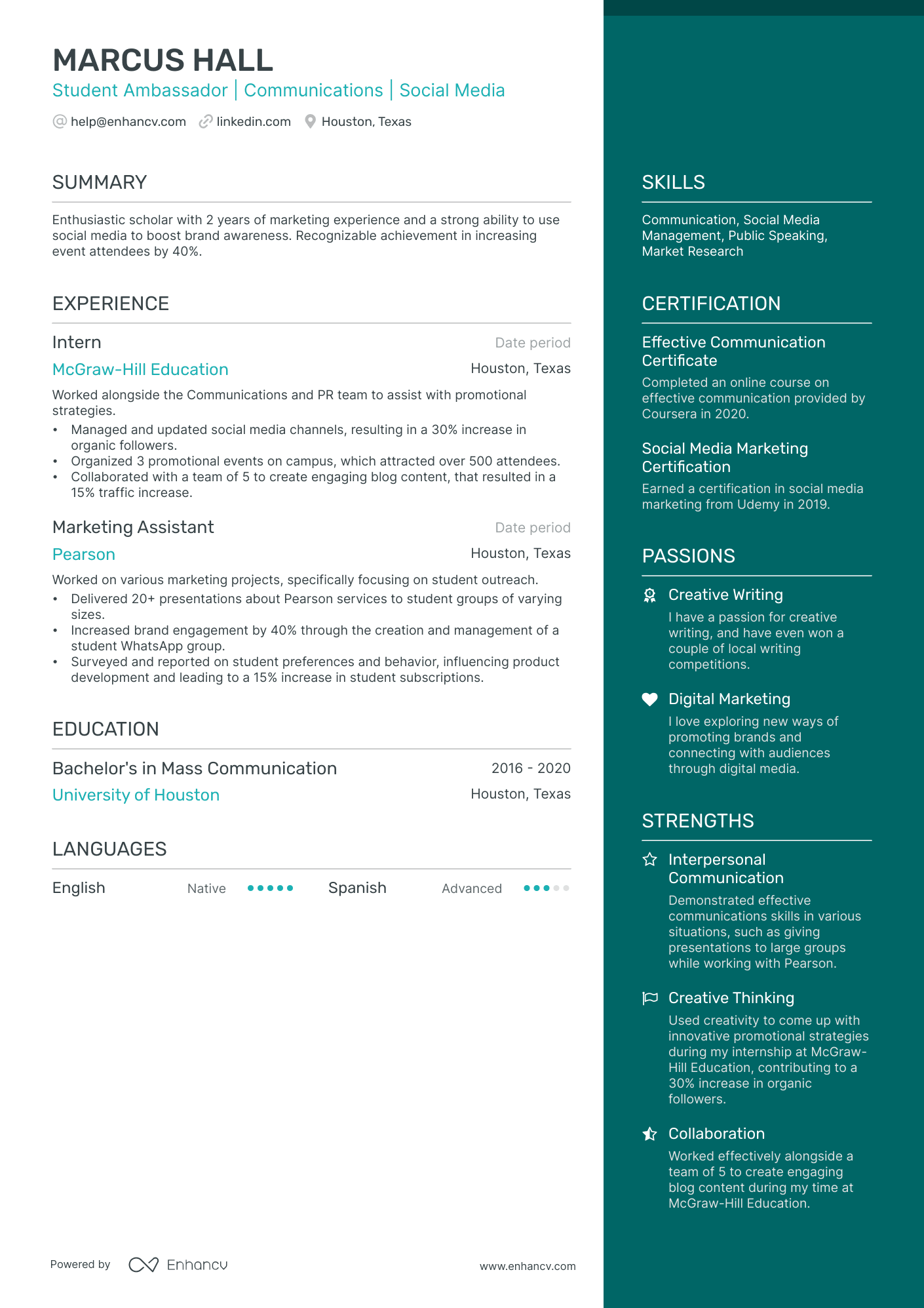 10 Student Ambassador Resume Examples & Guide for 2025