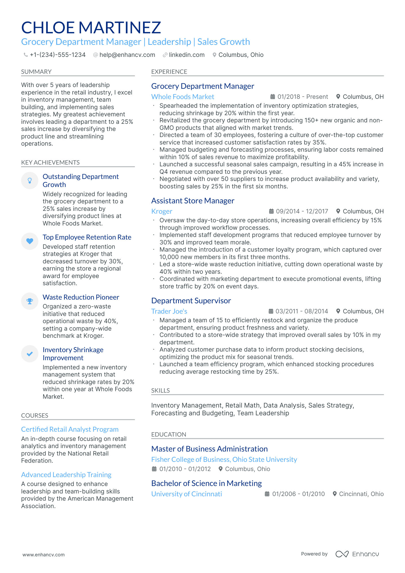 10 Grocery Store Manager Resume Examples & Guide for 2026