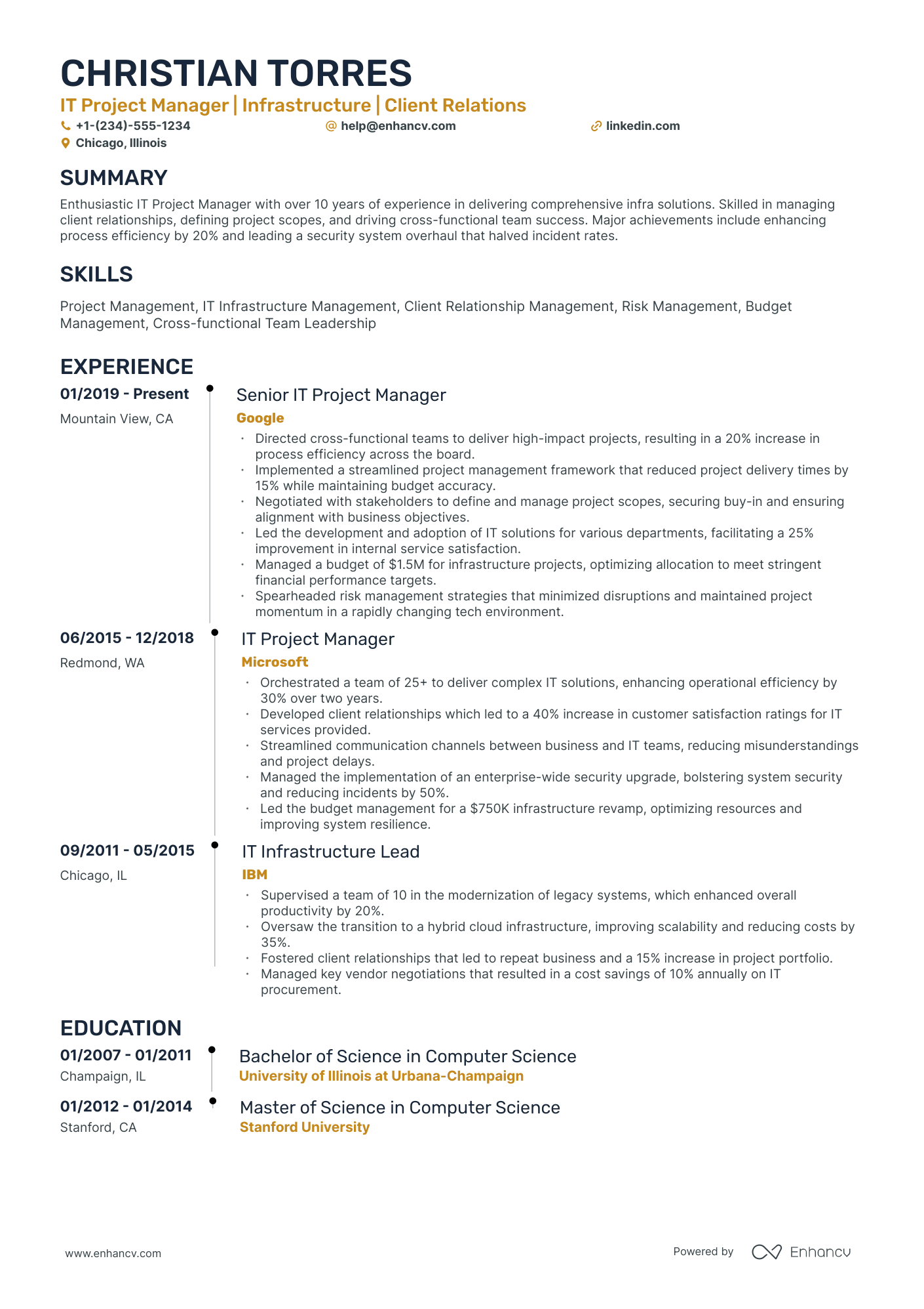 10 Infrastructure Project Manager Resume Examples & Guide for 2025