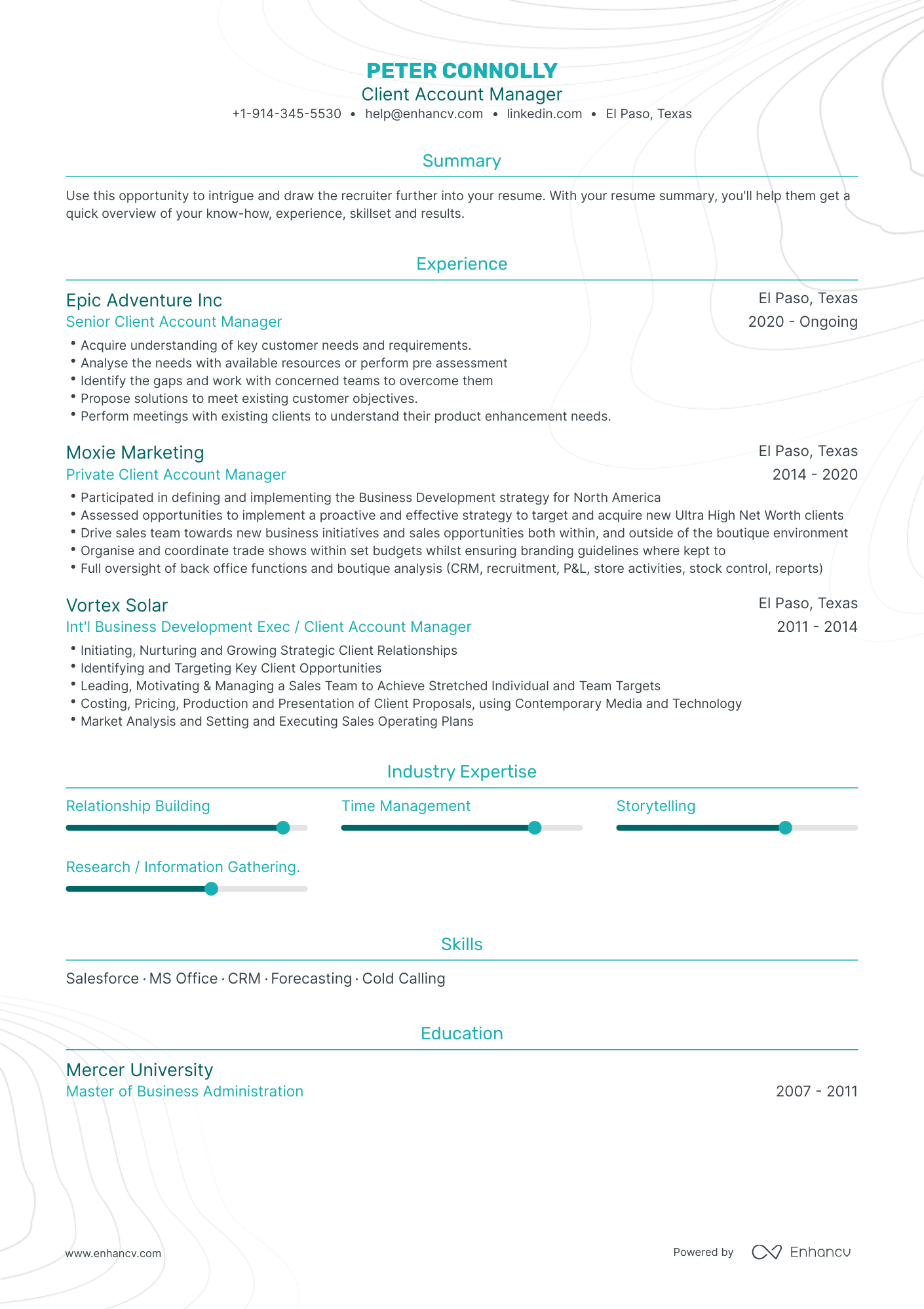 Client Account Manager Resume Examples & Guide for 2023 (Layout, Skills ...
