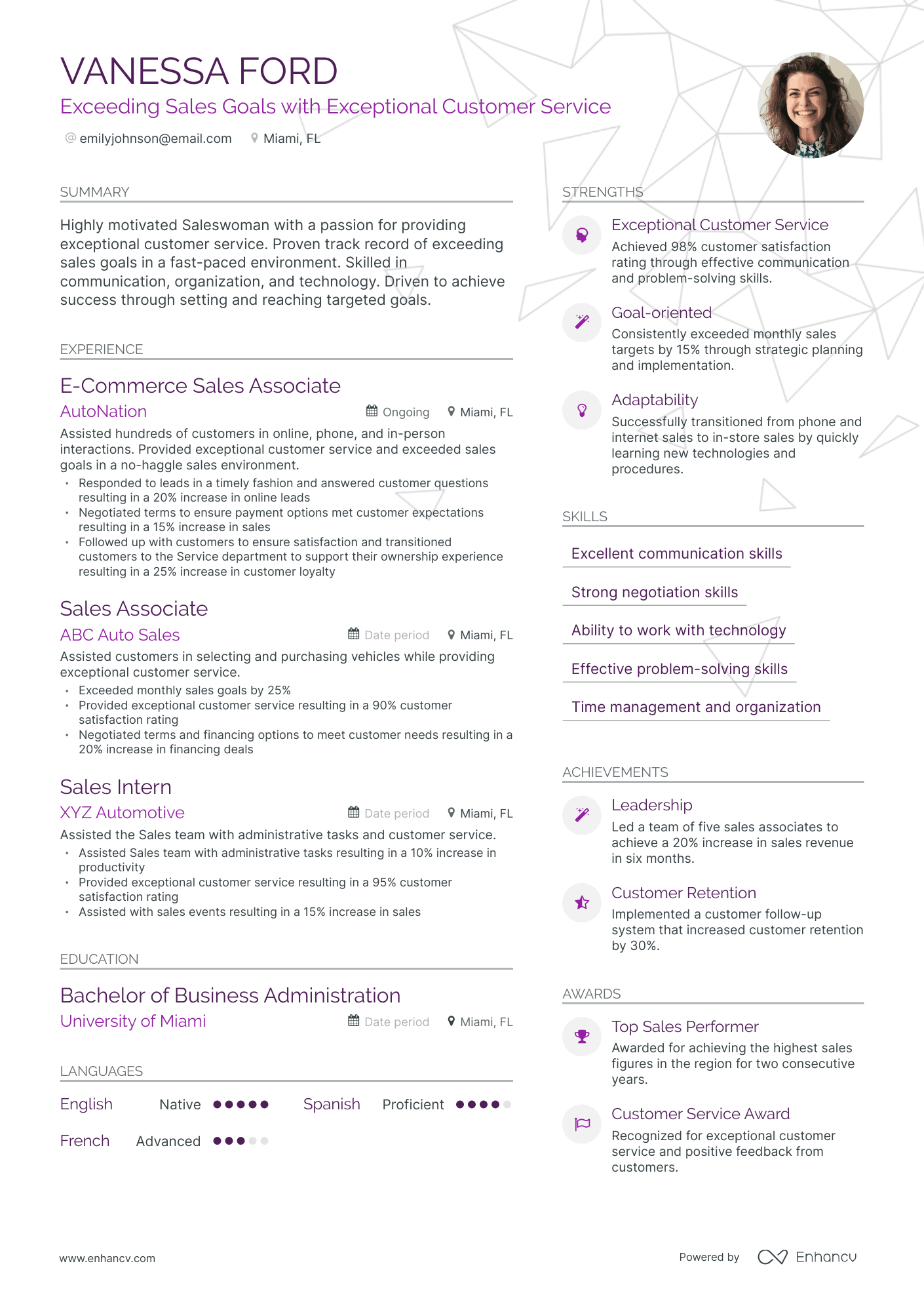 5 Sales Person Resume Examples & Guide for 2024