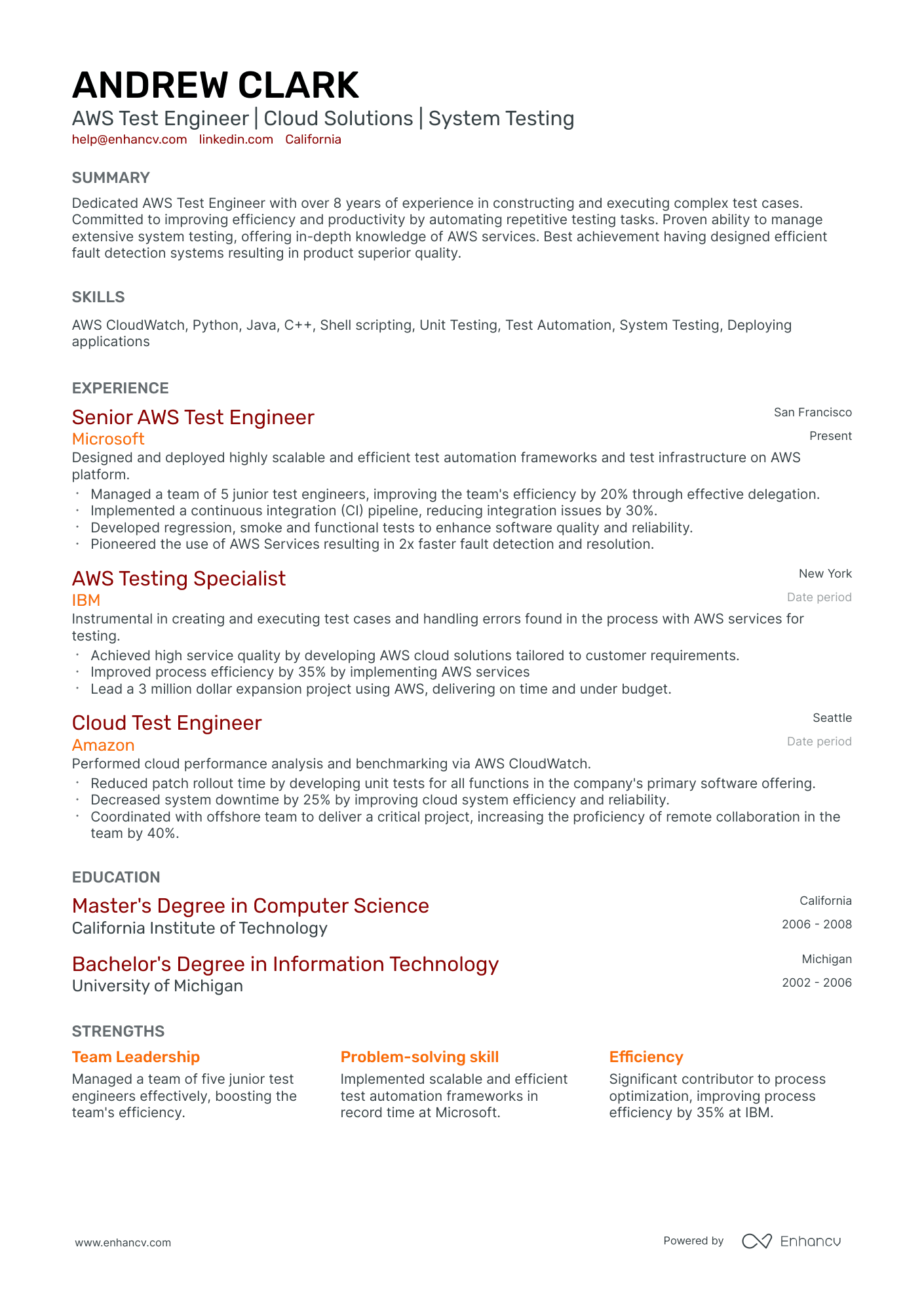 10 AWS Testing Resume Examples & Guide for 2026