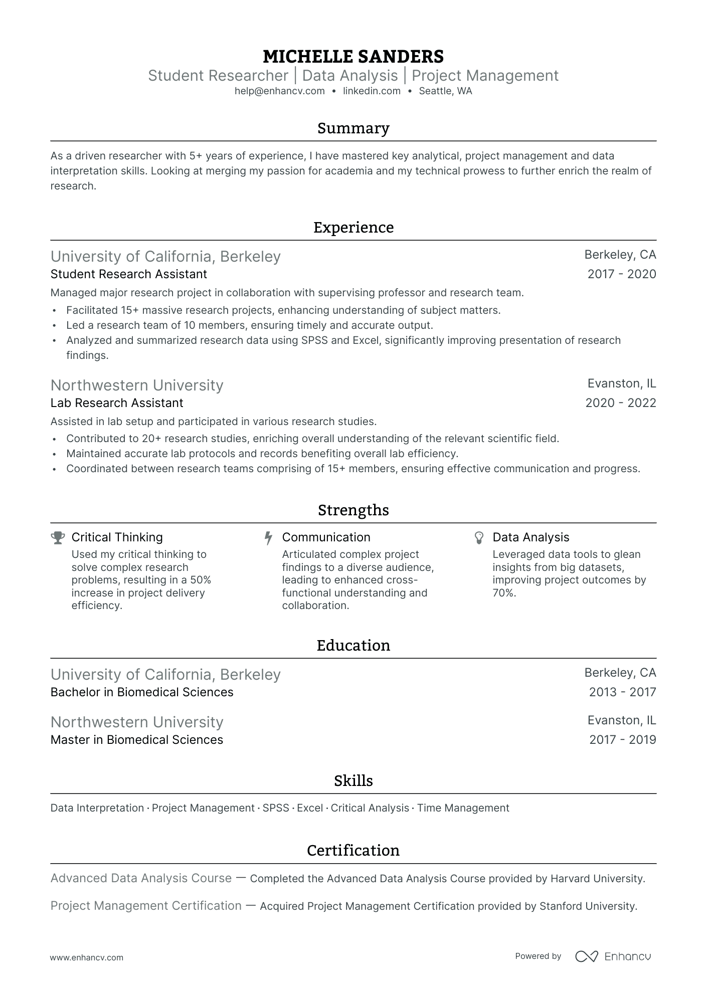 5 Student Researcher Resume Examples & Guide for 2024