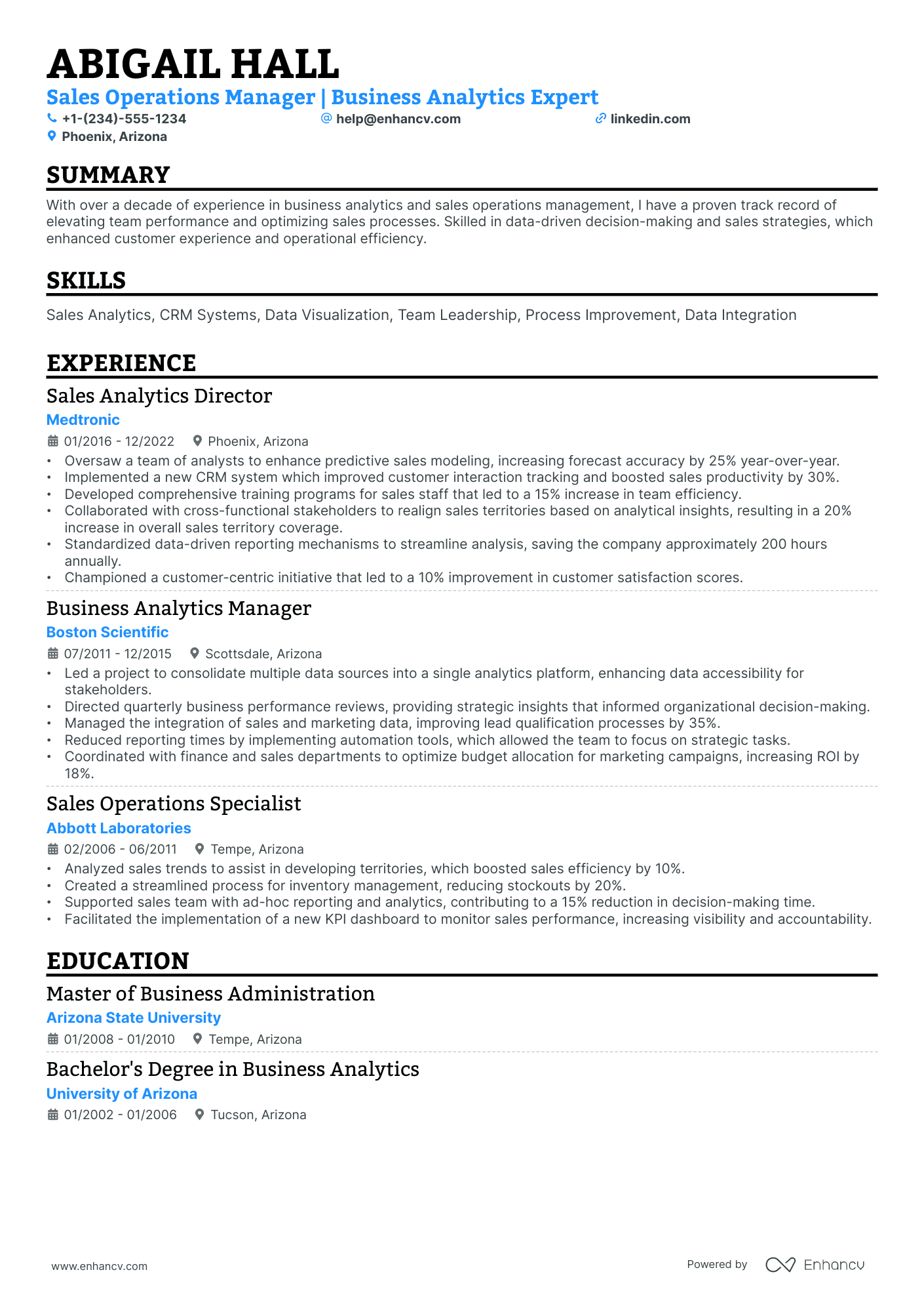 10 Sales Operations Manager Resume Examples & Guide for 2026