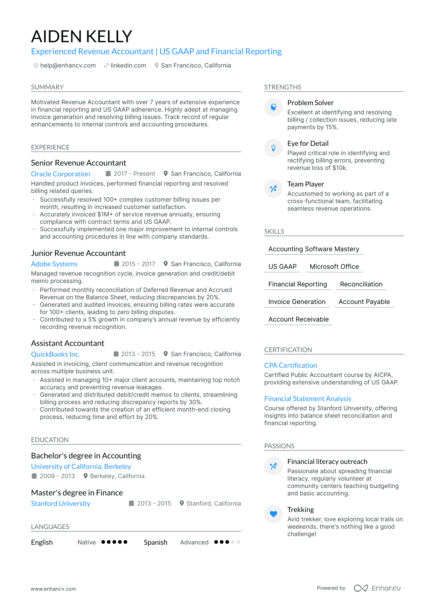 5 Revenue Accountant Resume Examples & Guide for 2024