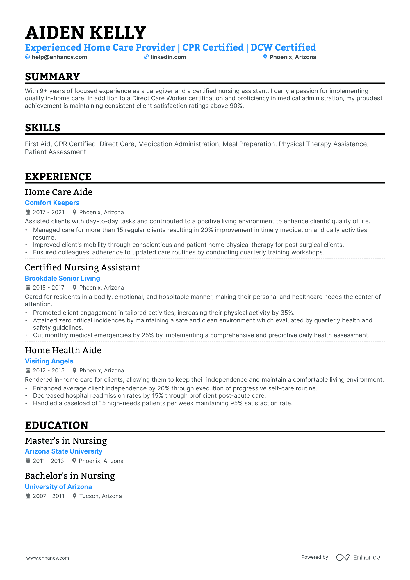 10 Elderly Caregiver Resume Examples & Guide for 2025