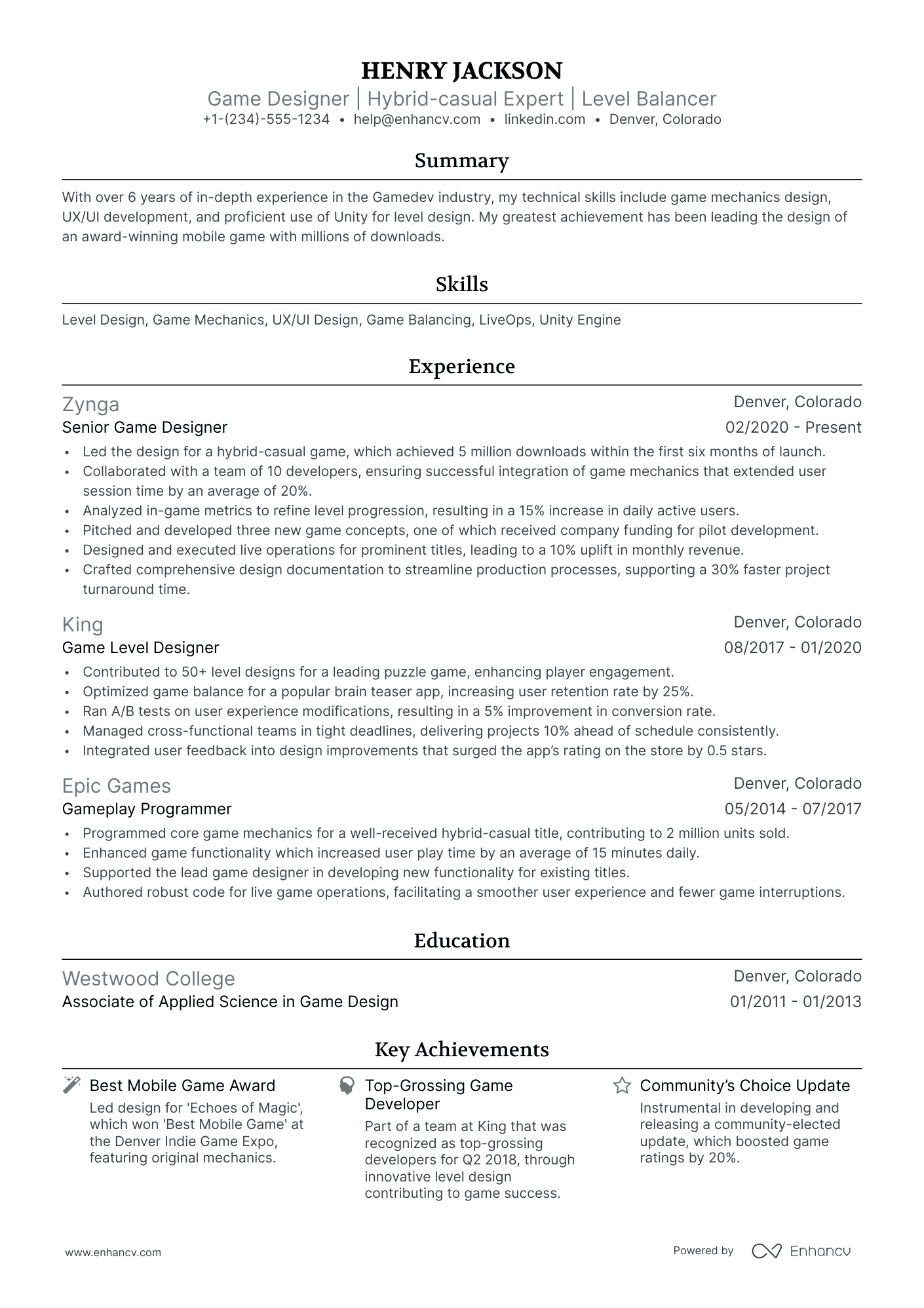 10 Game Designer Resume Examples & Guide for 2026
