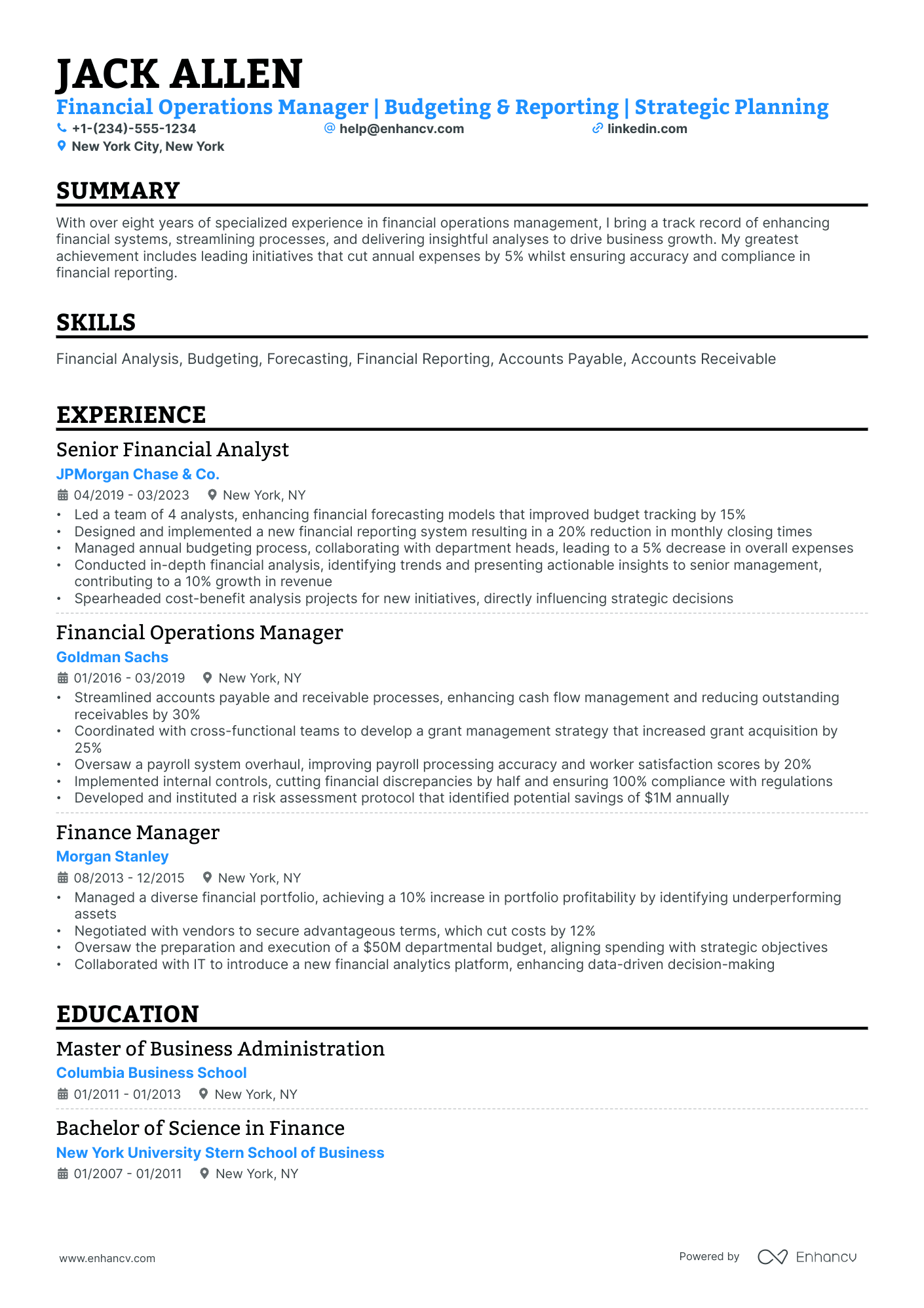 10 Financial Operations Manager Resume Examples & Guide for 2026
