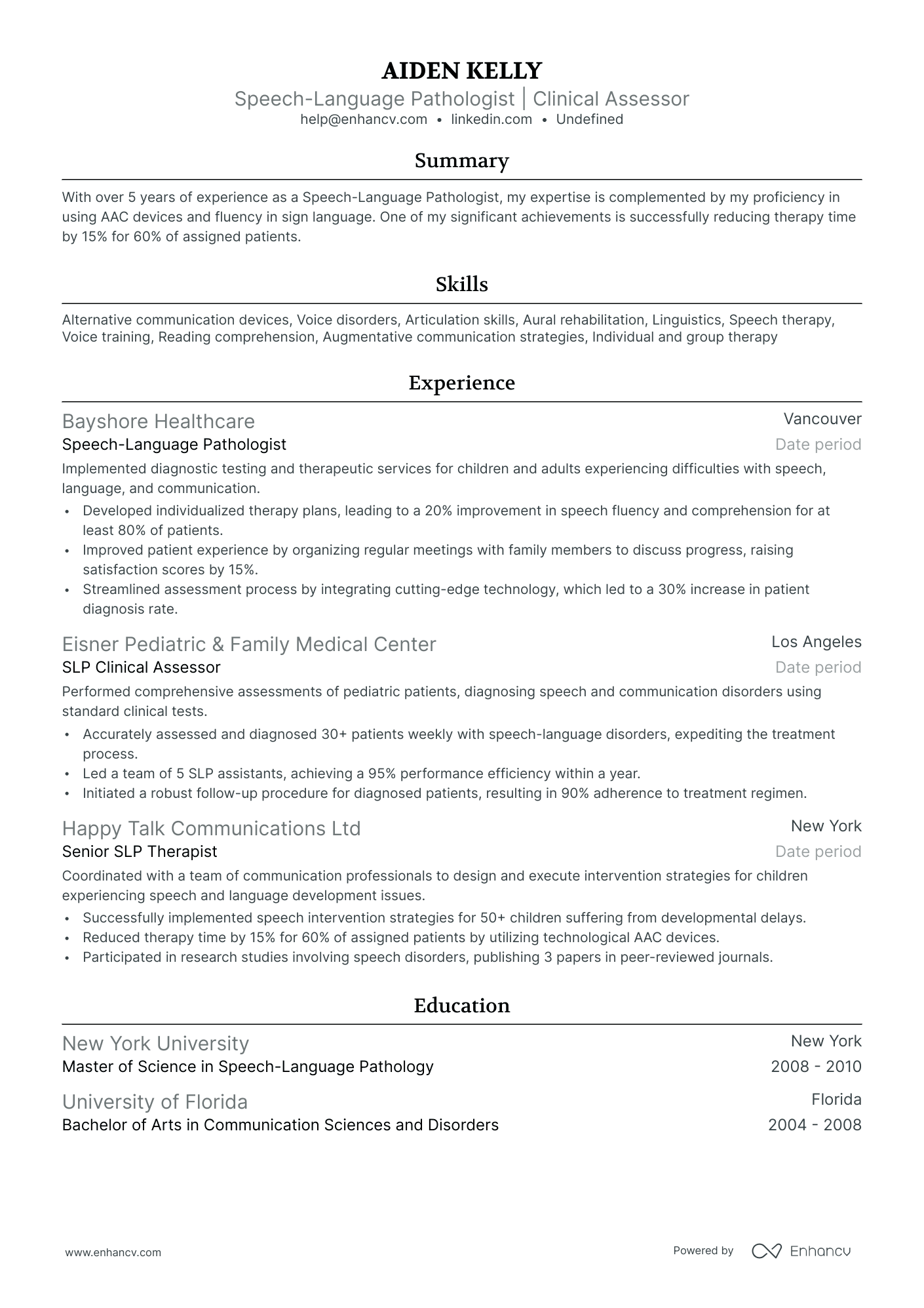 10 SLP Grad School Resume Examples & Guide for 2025
