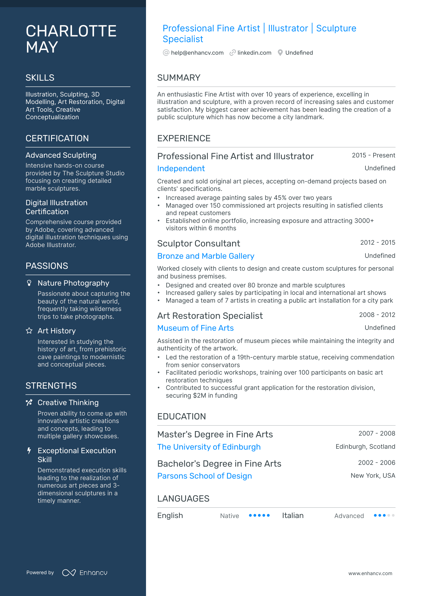 10 Fine Artist Resume Examples & Guide for 2026