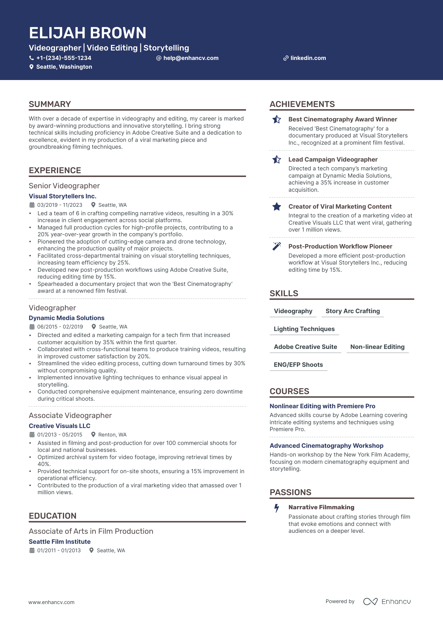5 Videographer Resume Examples & Guide for 2024