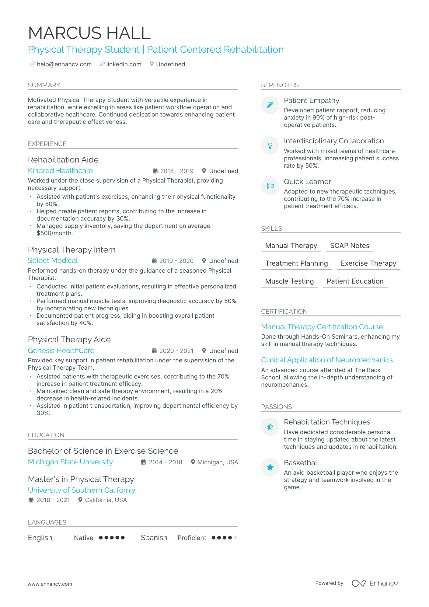 5 Physical Therapy Student Resume Examples & Guide for 2024