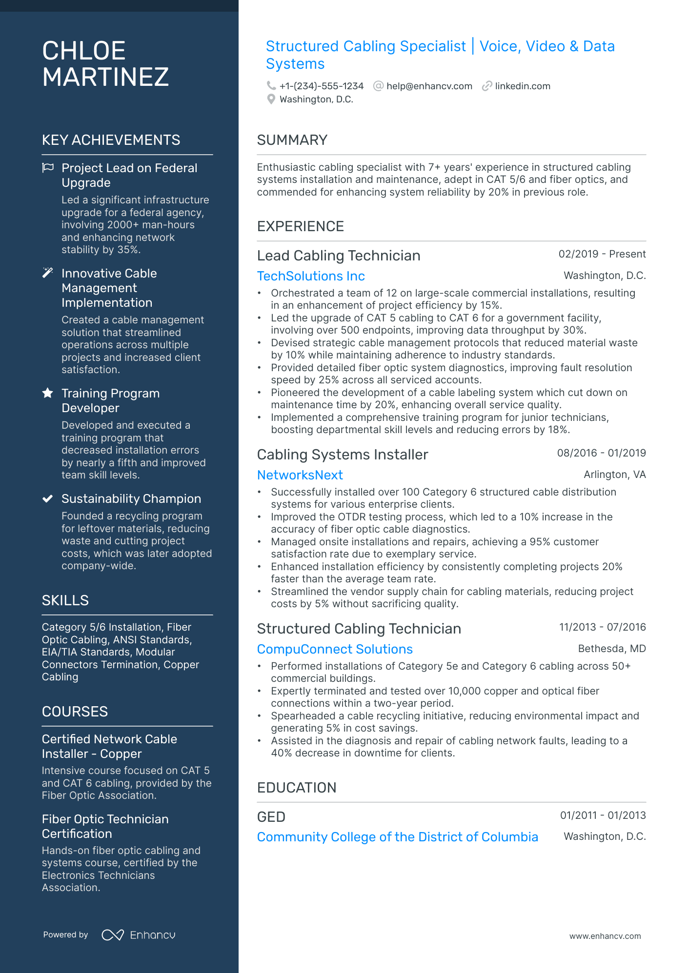 10 Cable Technician Resume Examples & Guide for 2025