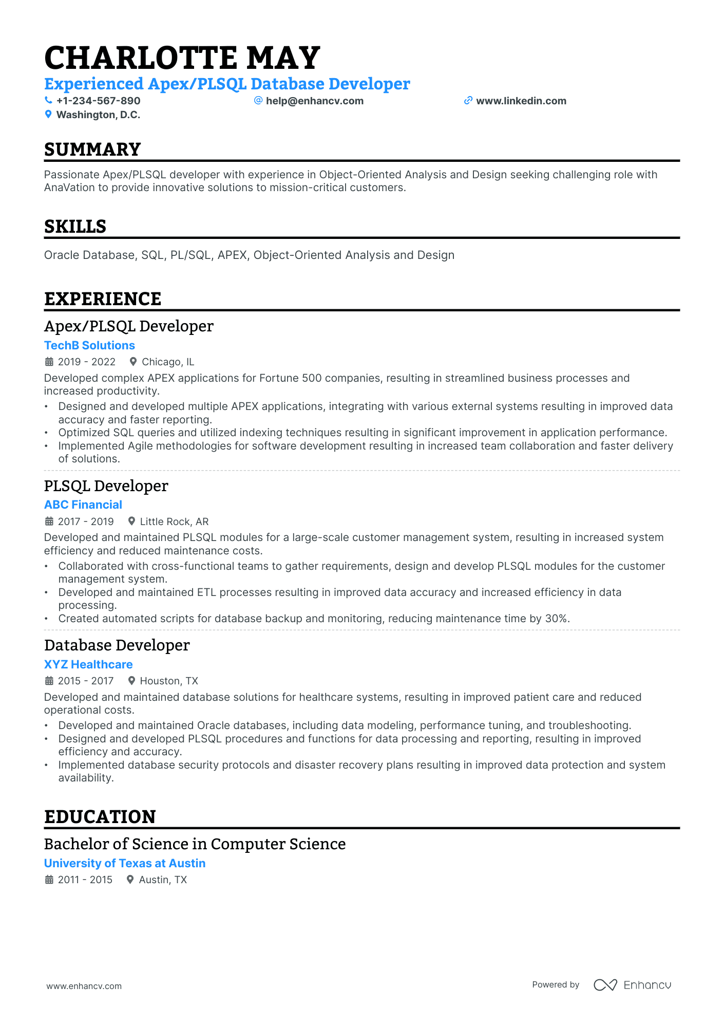 10 Database Developer Resume Examples, Templates & Guide for 2025