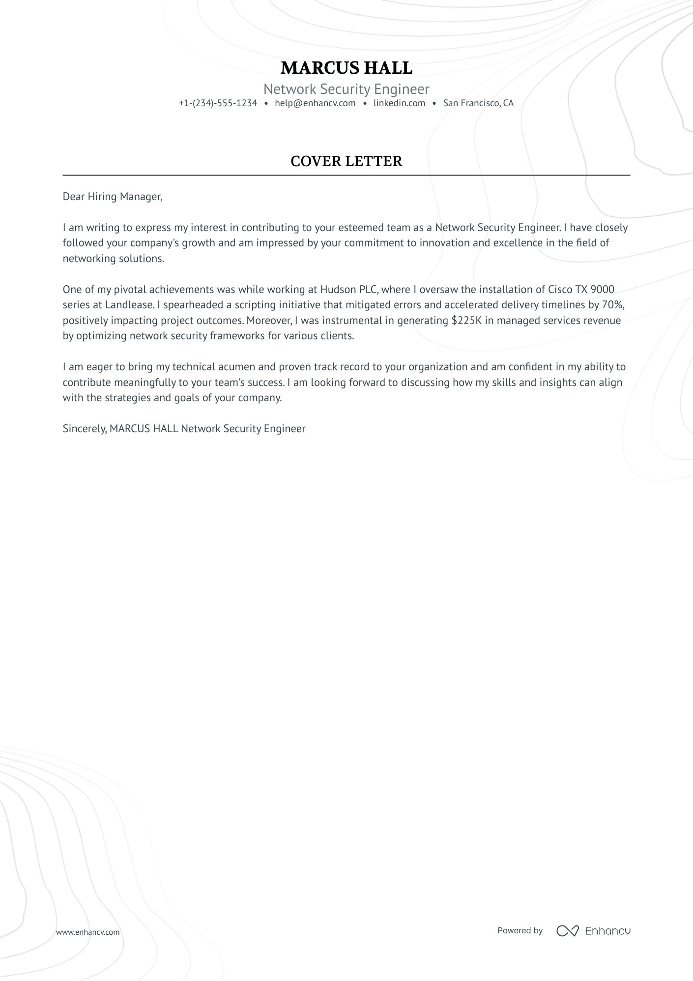 15 Professional Network Engineer Cover Letter Examples and Template for ...