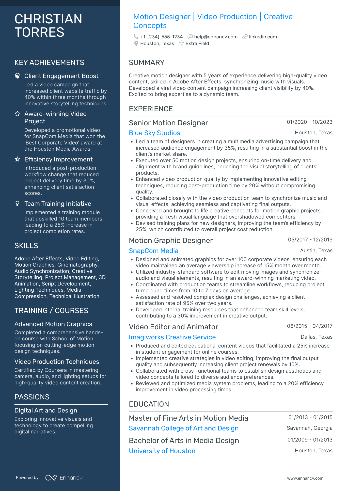 19 Motion Graphics Resume Examples & Guide for 2026