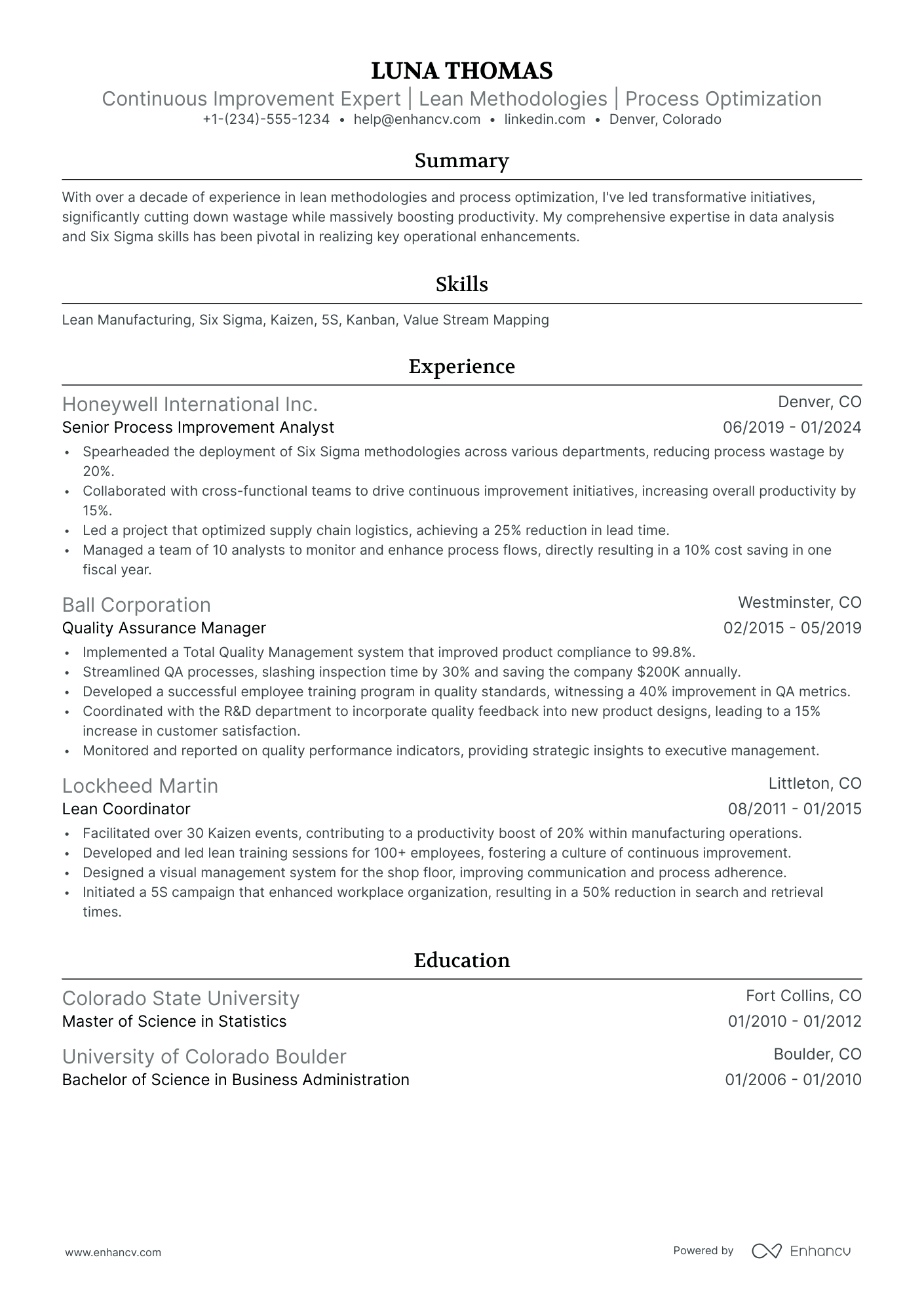 10 Continuous Improvement Manager Resume Examples & Guide for 2026