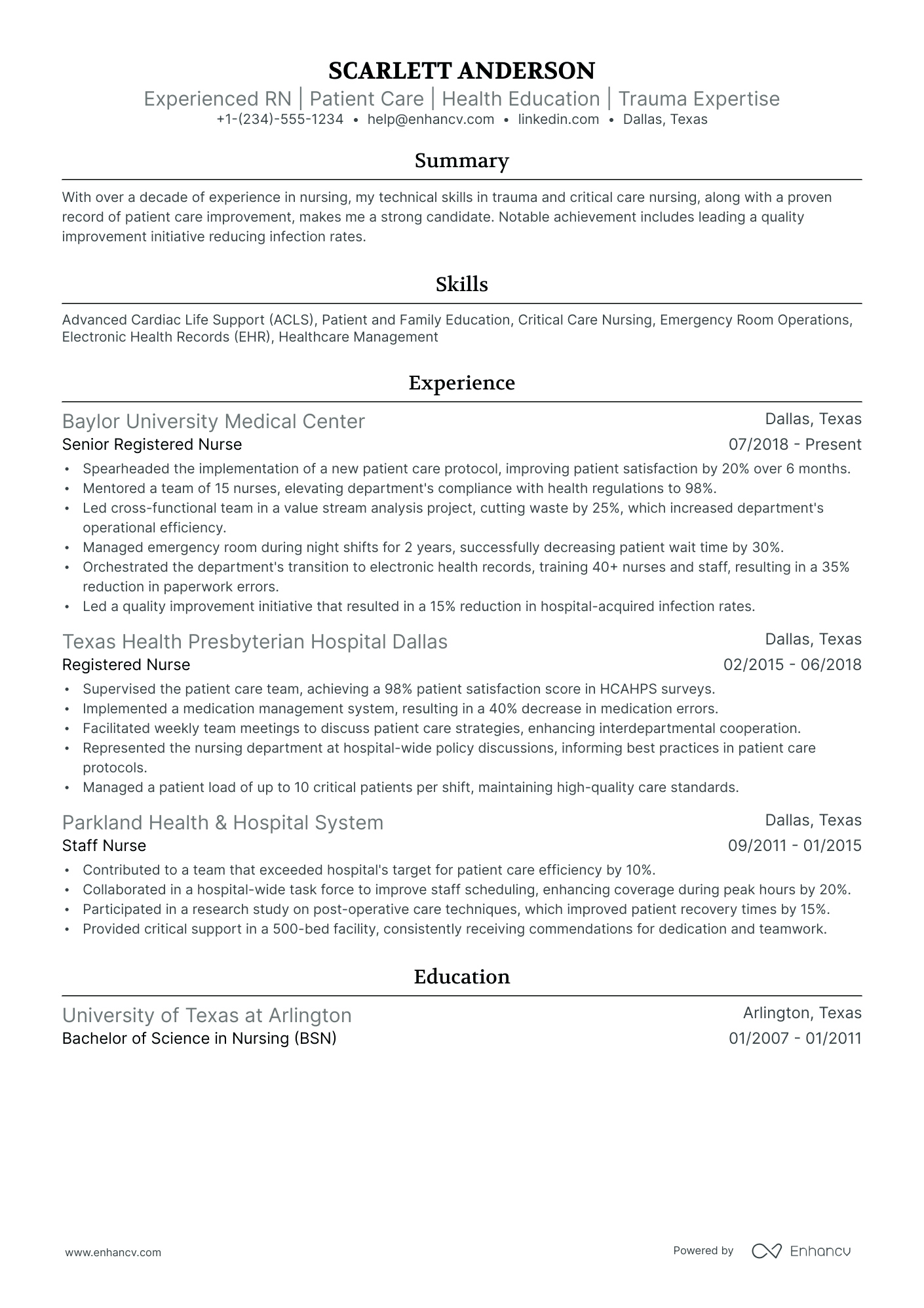 10 Staff Nurse Resume Examples & Guide for 2025