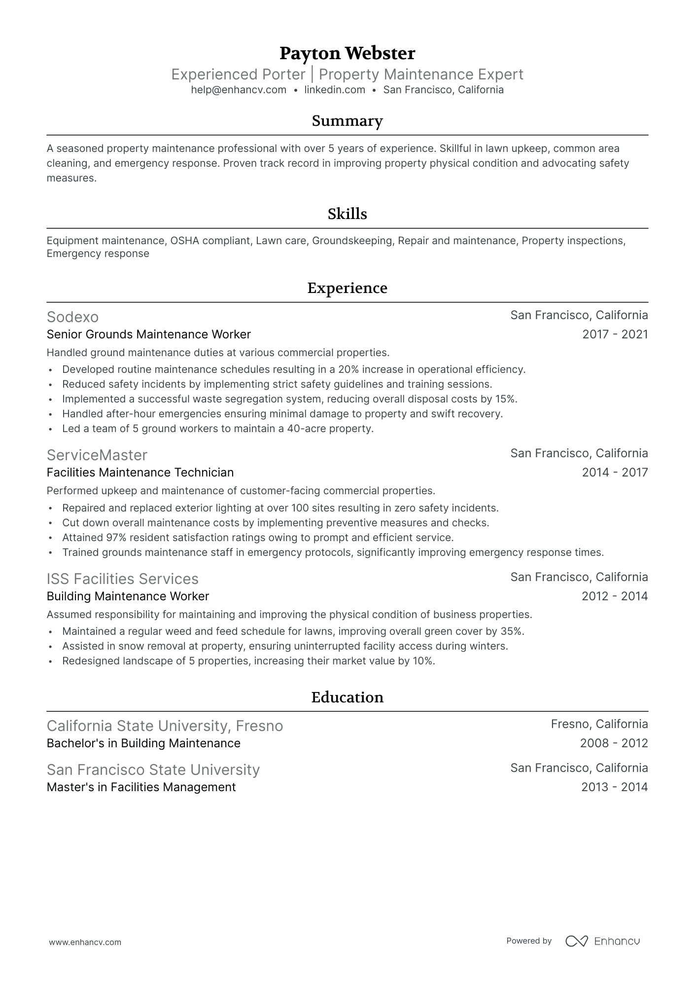 10 Porter Resume Examples & Guide for 2026