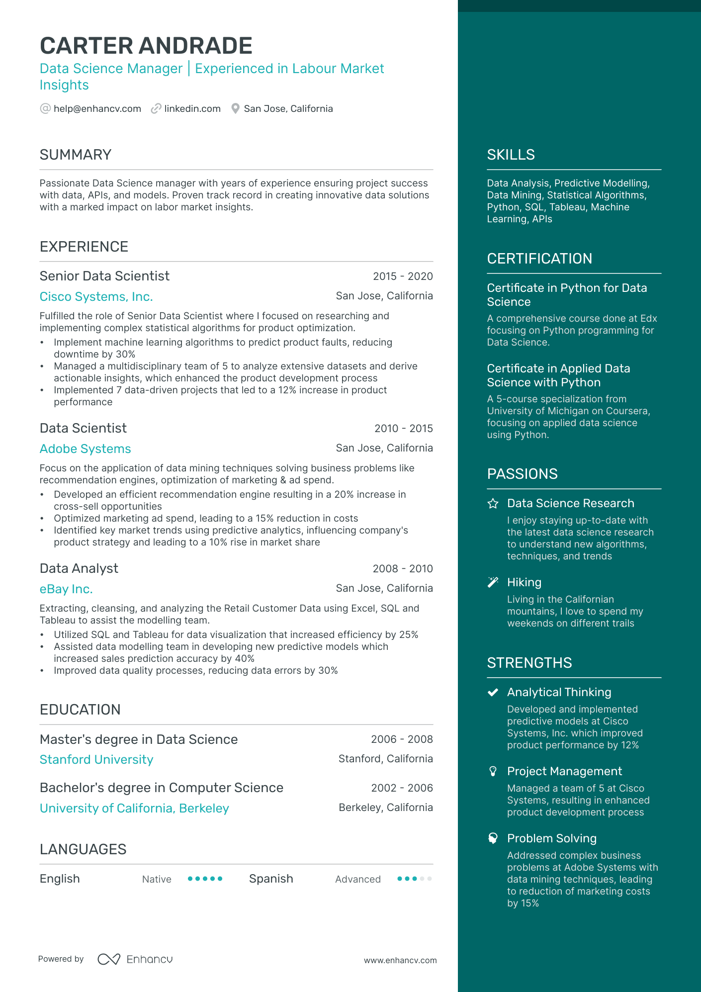 10 Data Science Manager Resume Examples & Guide for 2025 10 Data Science Manager Resume Examples & Guide for 2025
