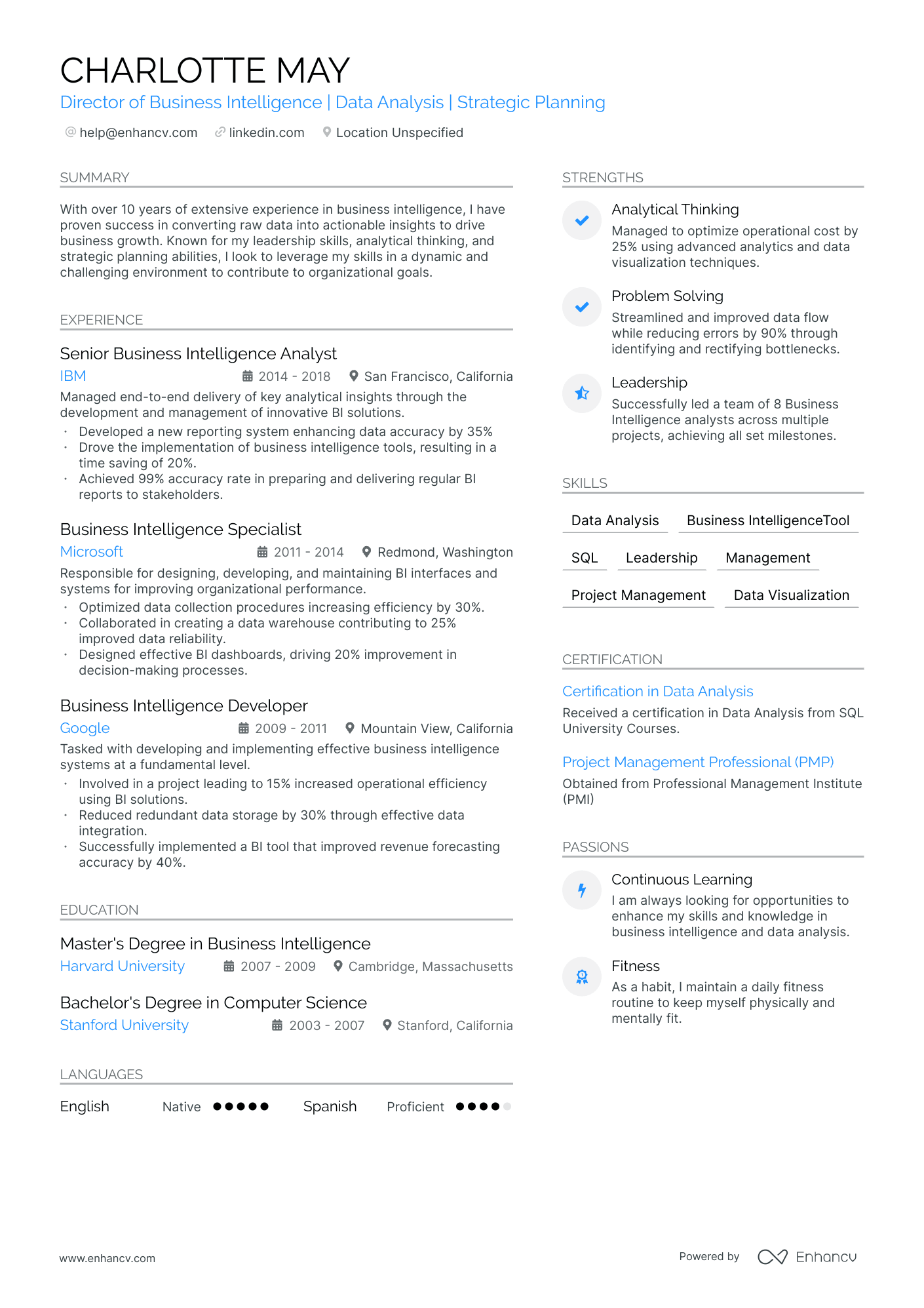 5 Business Intelligence Director Resume Examples & Guide for 2024