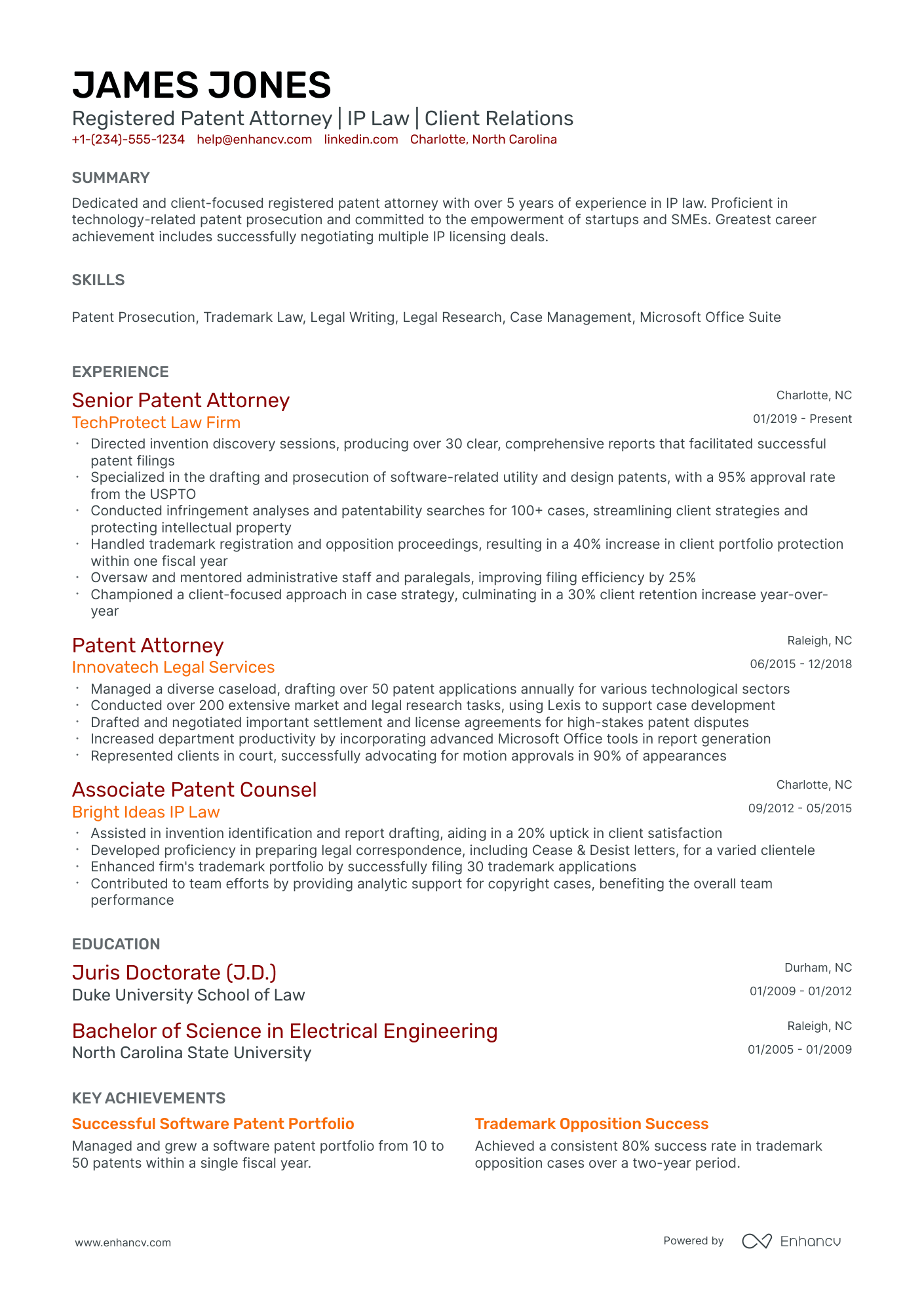 10 Patent Lawyer Resume Examples & Guide for 2026