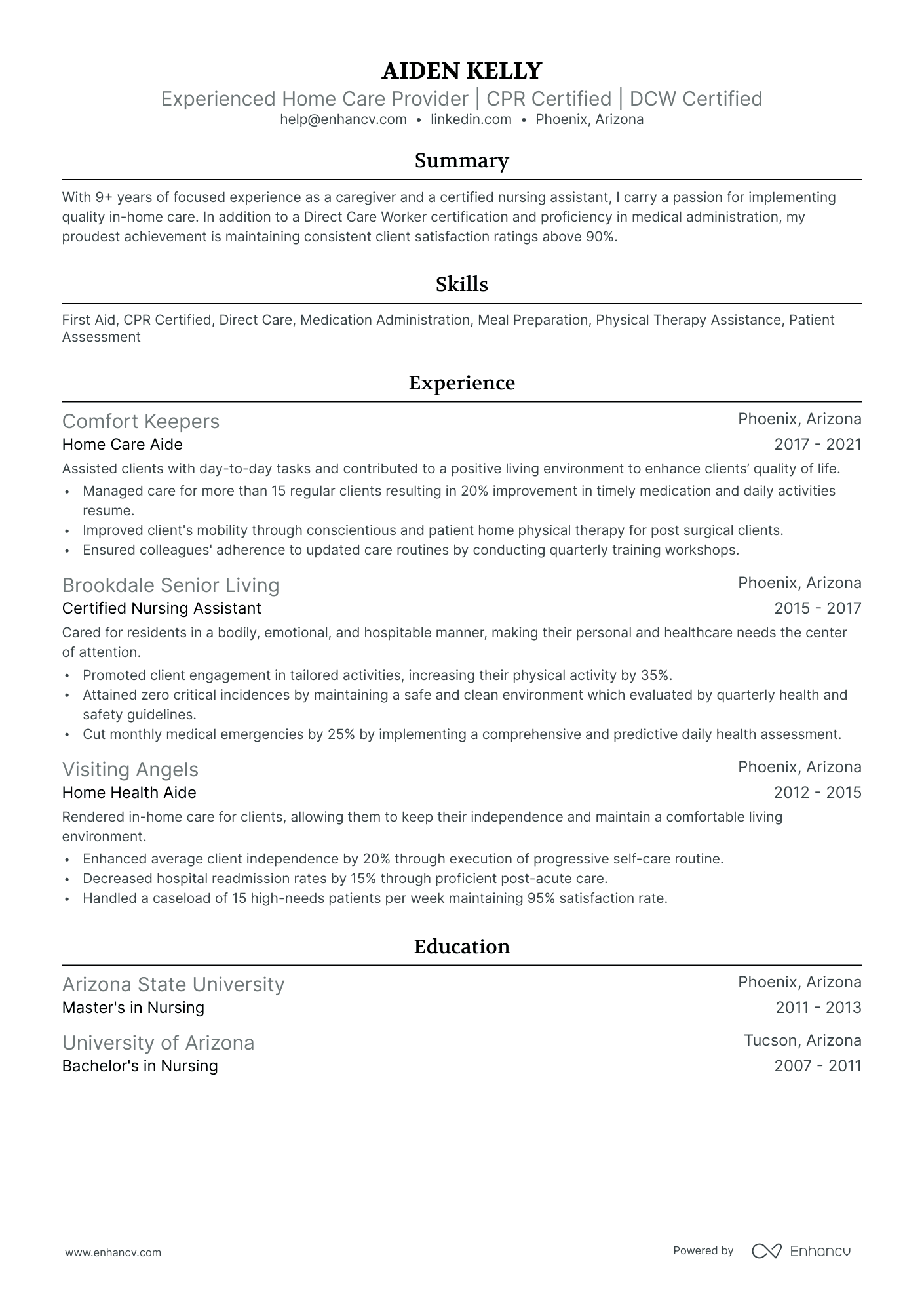 10 Elderly Caregiver Resume Examples & Guide for 2025