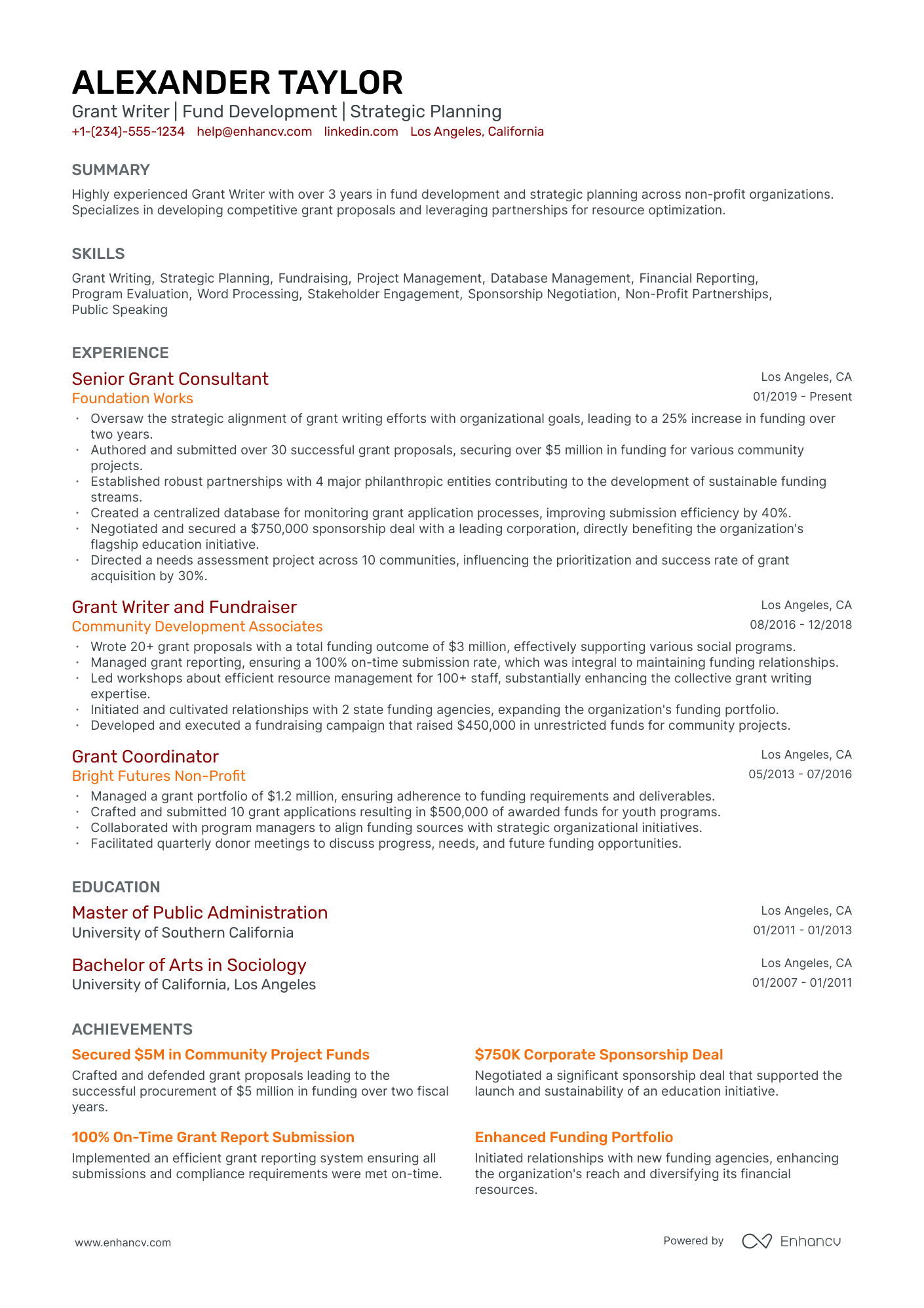 5 Grant Writer Resume Examples & Guide for 2024