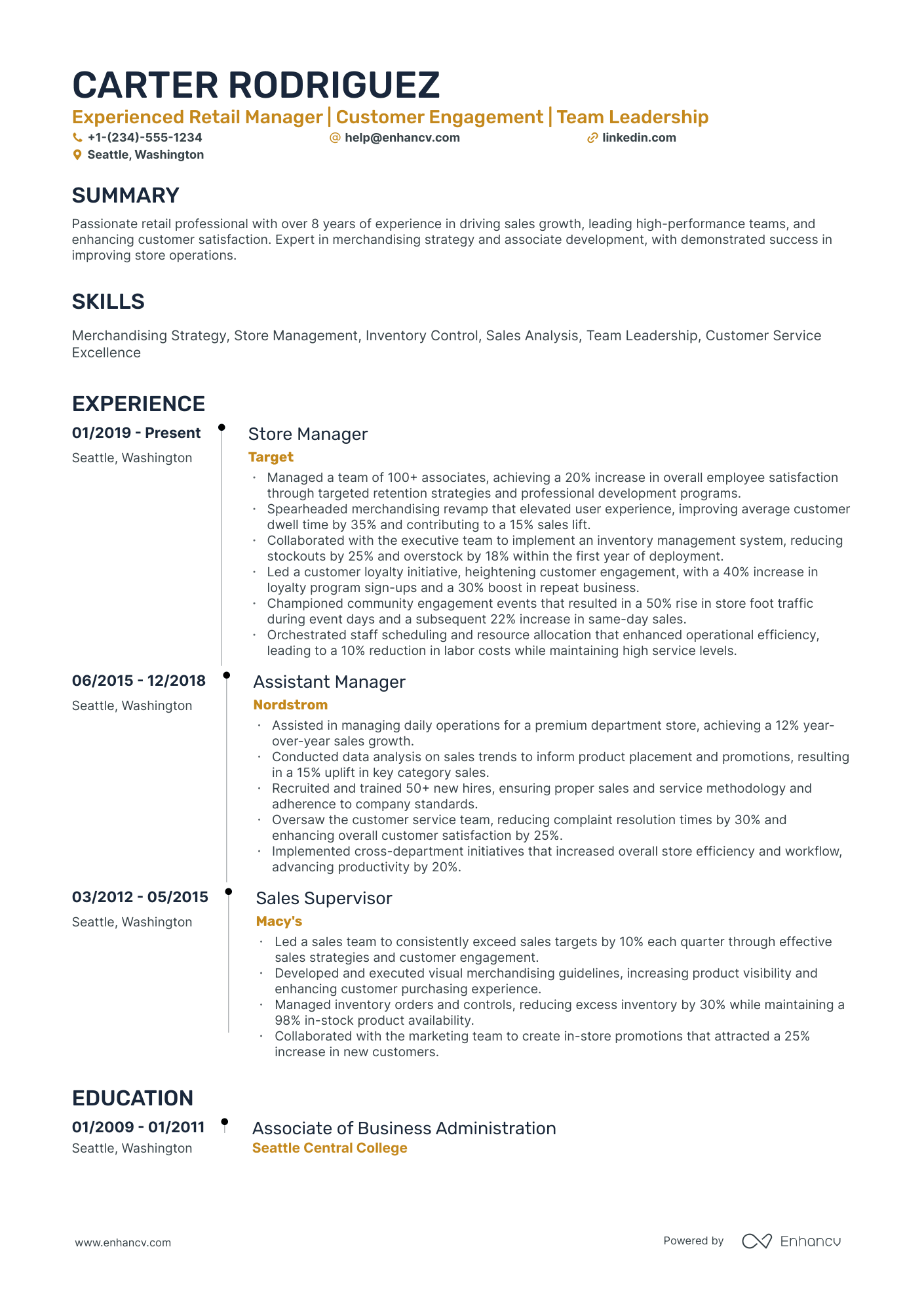 10 Assistant Store Manager Resume Examples, Templates & Guide for 2026