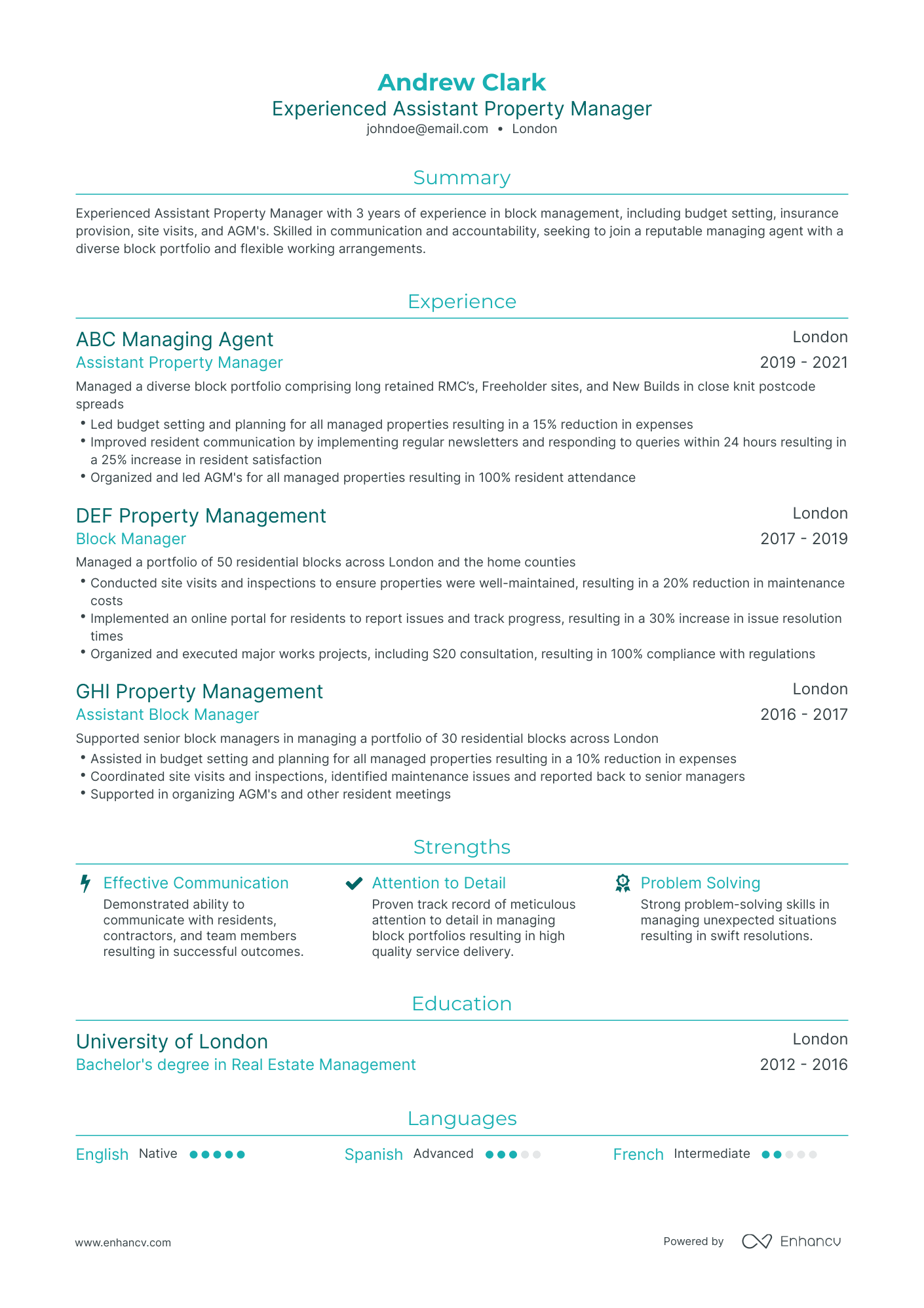 5 Assistant Property Manager Resume Examples & Guide for 2024