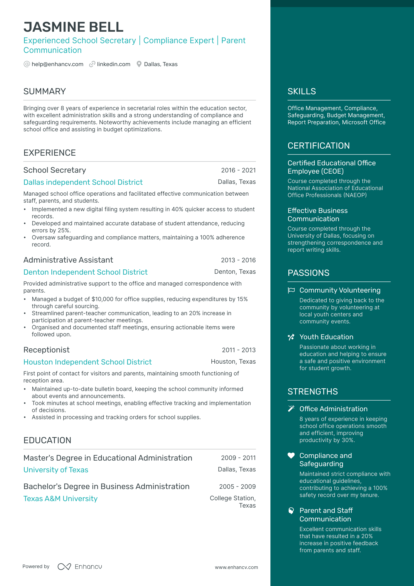 10 School Secretary Resume Examples & Guide for 2026