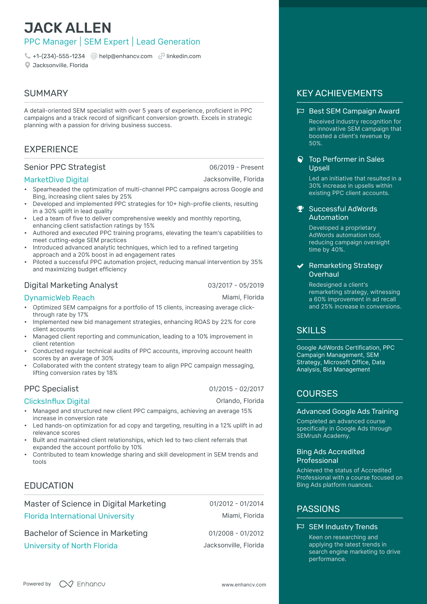 10 PPC Manager Resume Examples & Guide for 2025