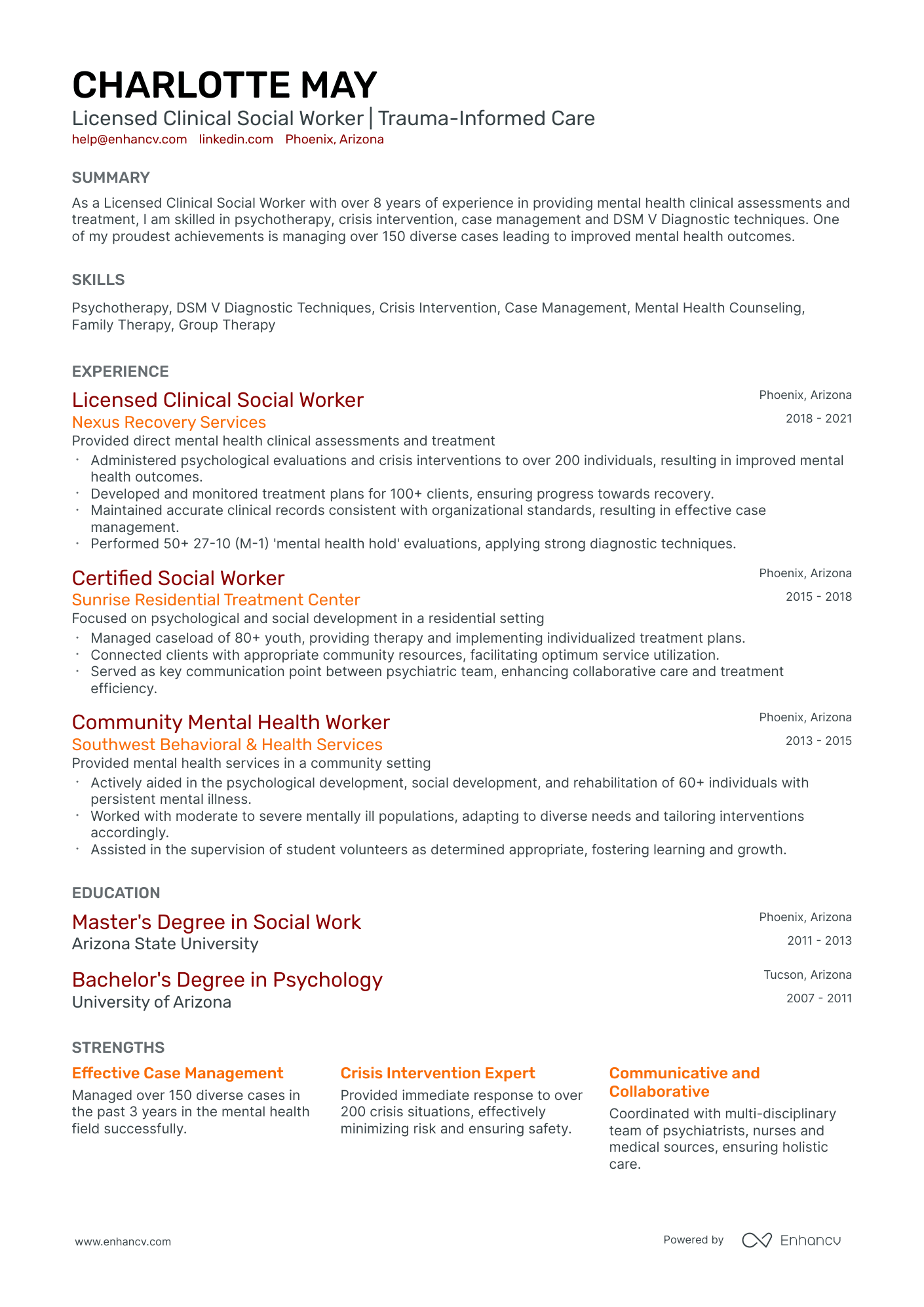 10 Clinical Social Worker Resume Examples & Guide for 2026