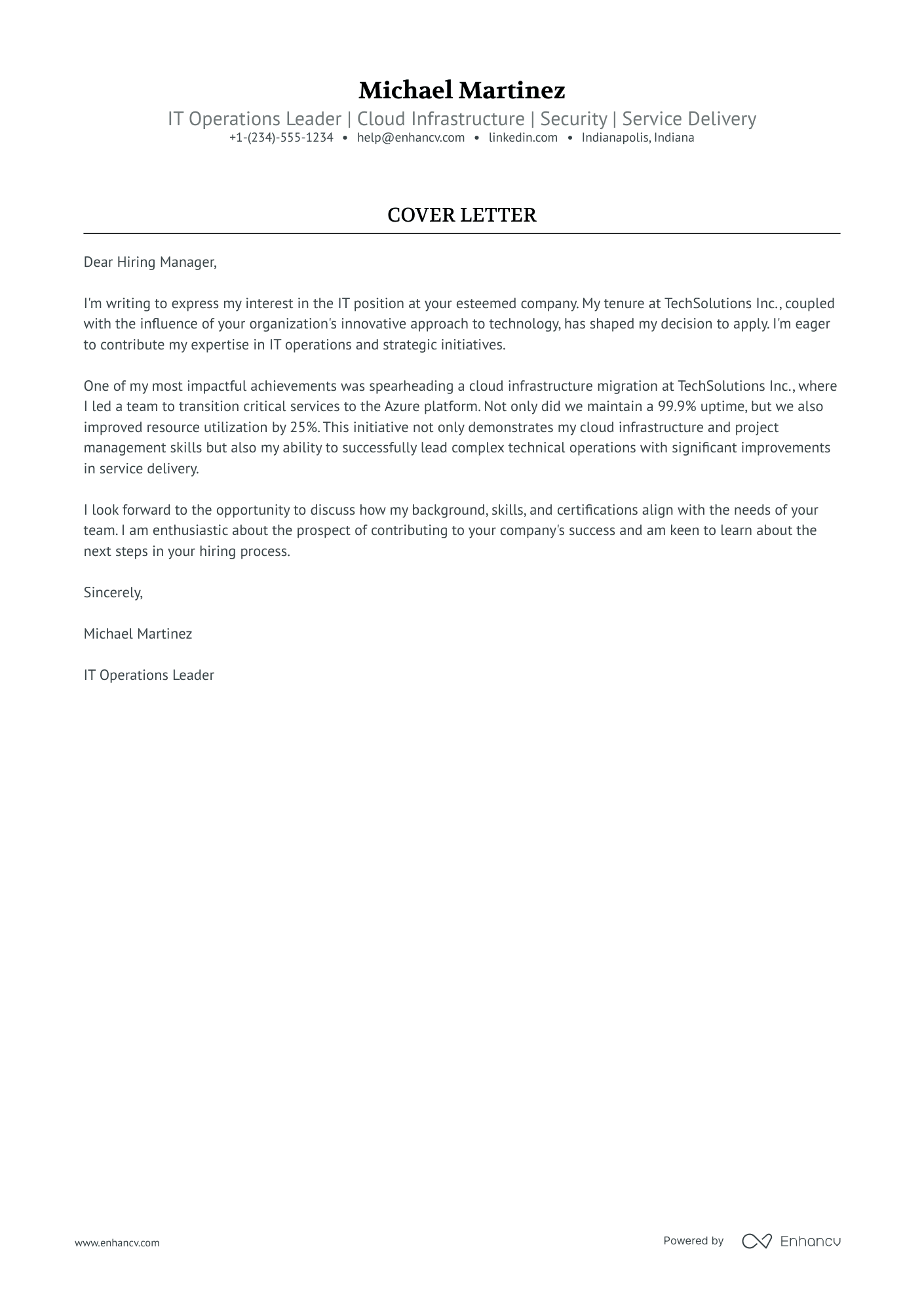 17 Professional IT Manager Cover Letter Examples and Template for 2025 ...