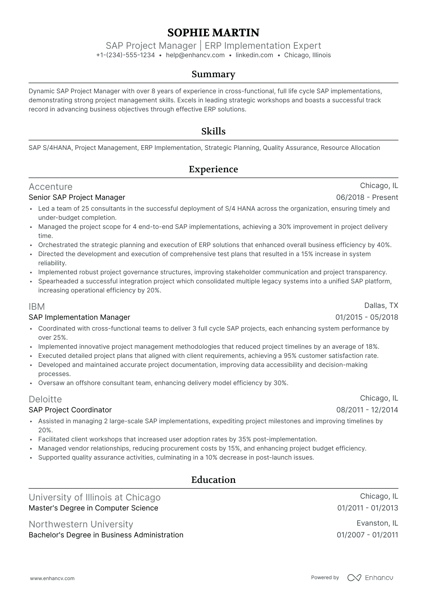 10 SAP Project Manager Resume Examples & Guide for 2025