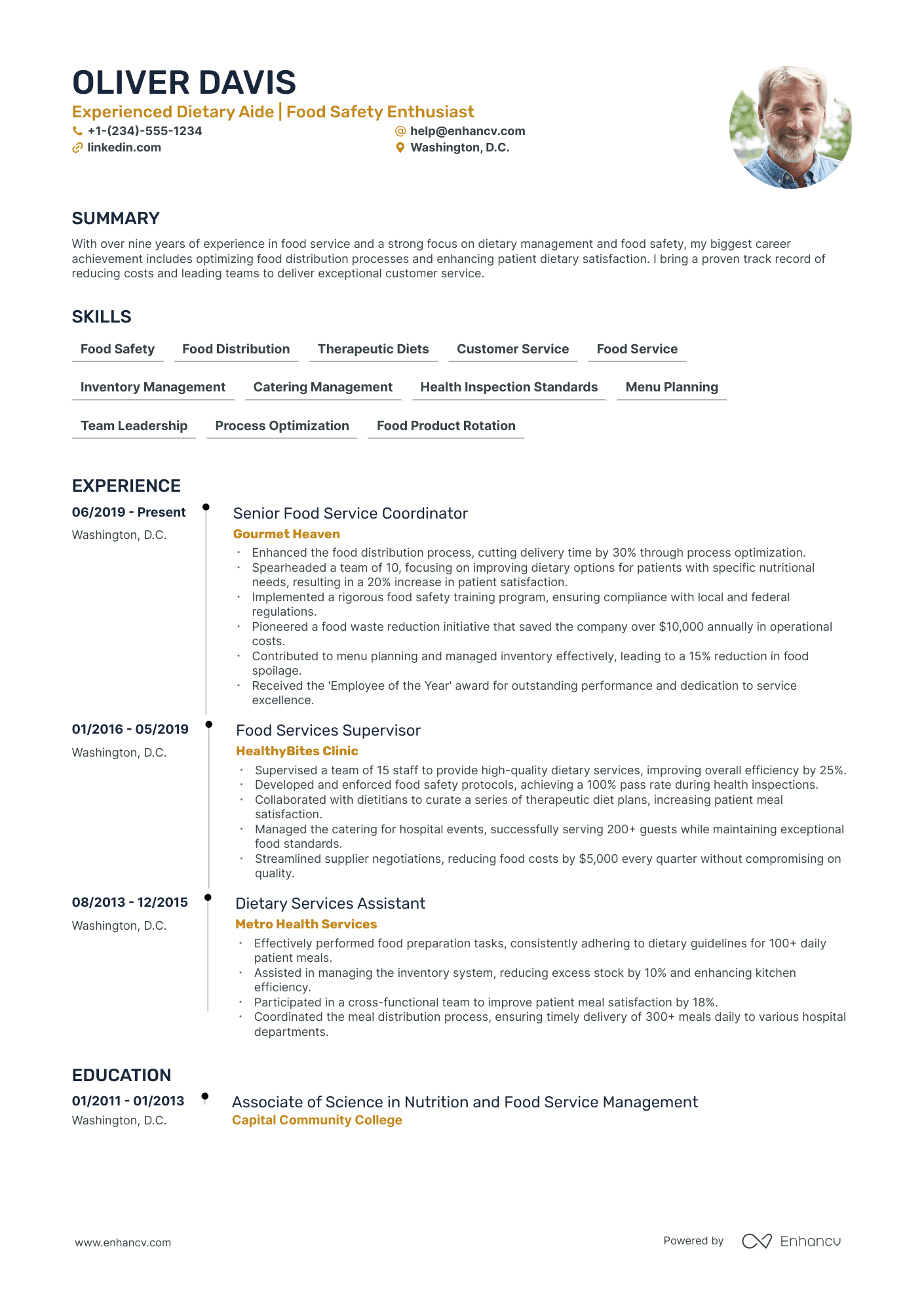 5 Dietary Aide Resume Examples & Guide for 2024