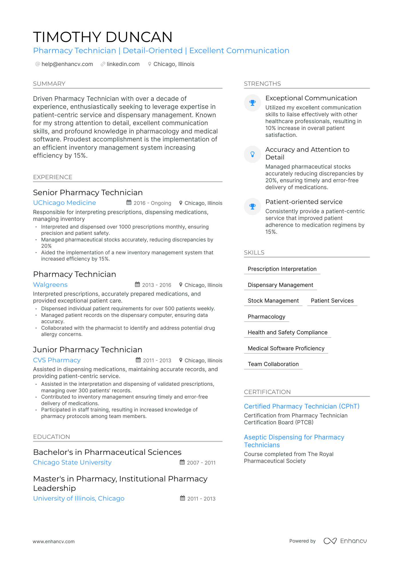 5 Hospital Pharmacy Technician Resume Examples & Guide for 2024