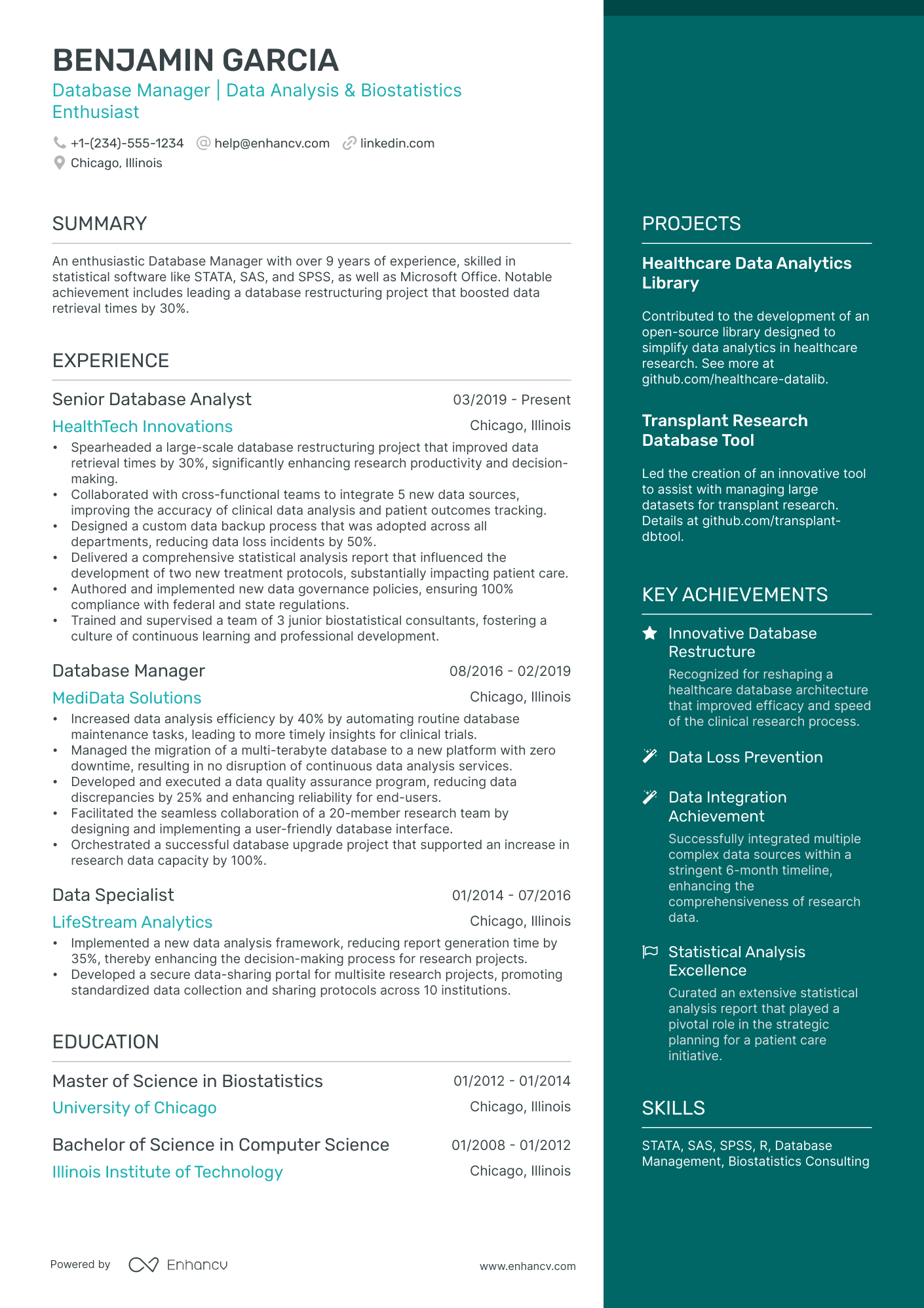 10 Database Manager Resume Examples & Guide for 2026