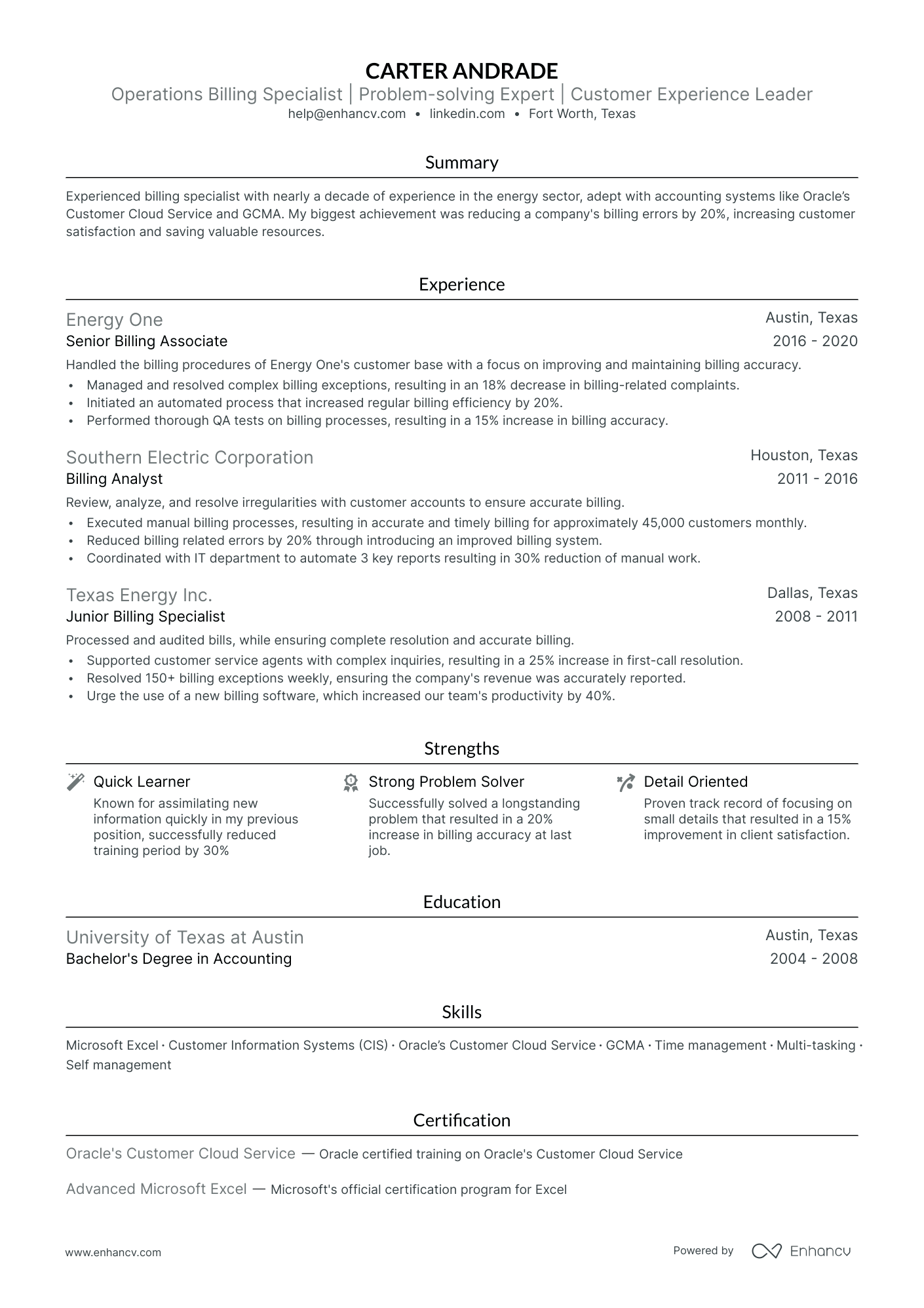 5 Billing Specialist Resume Examples & Guide for 2024