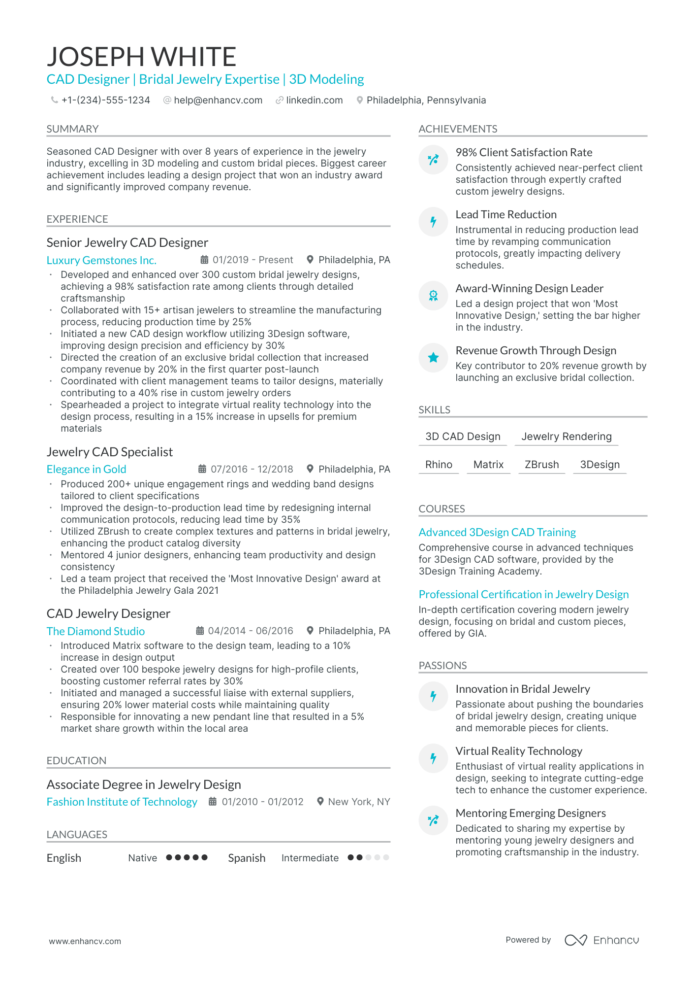 5 Cad Designer Resume Examples & Guide for 2024