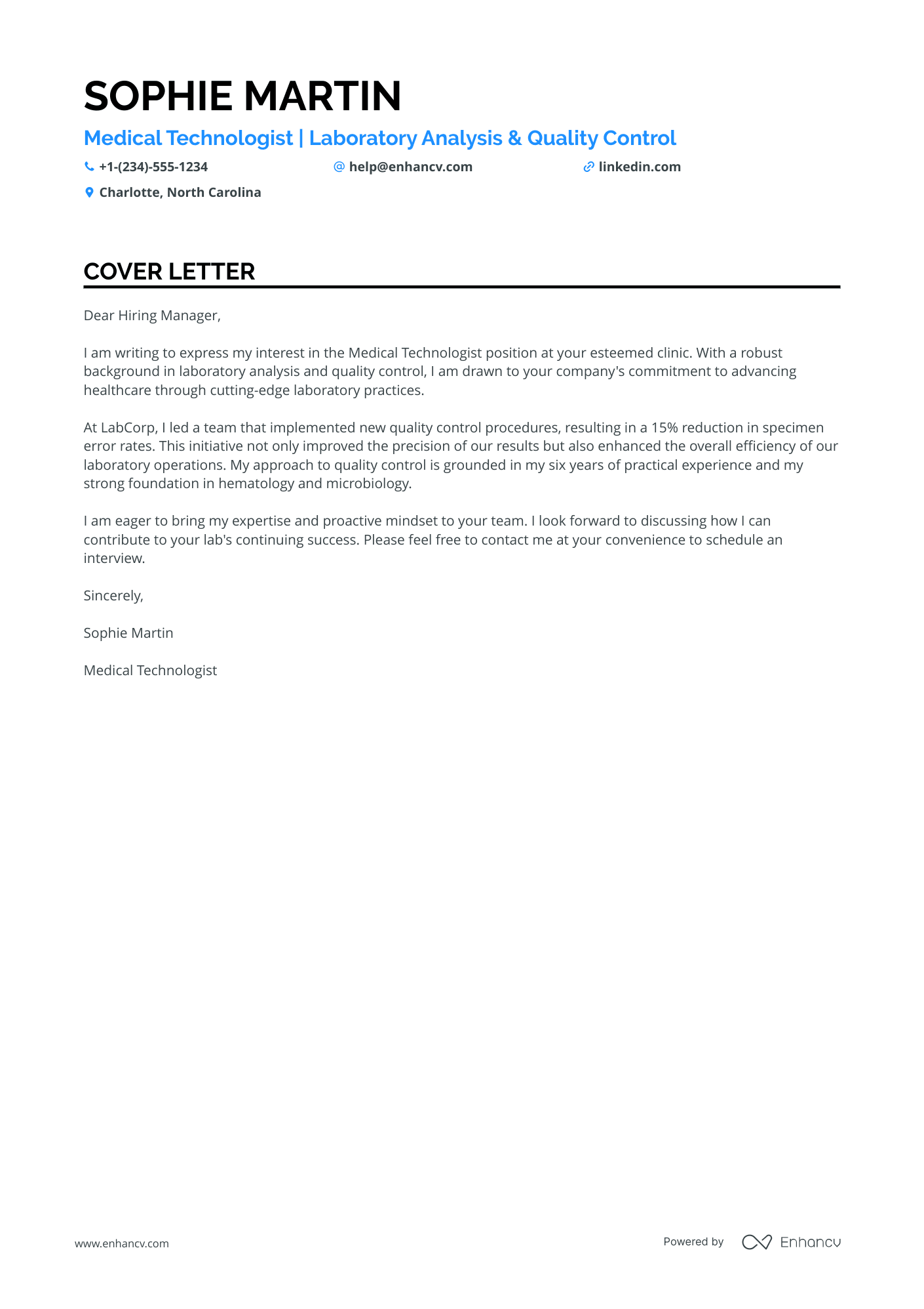 5 Professional Medical Technologist Cover Letter Examples and Template ...